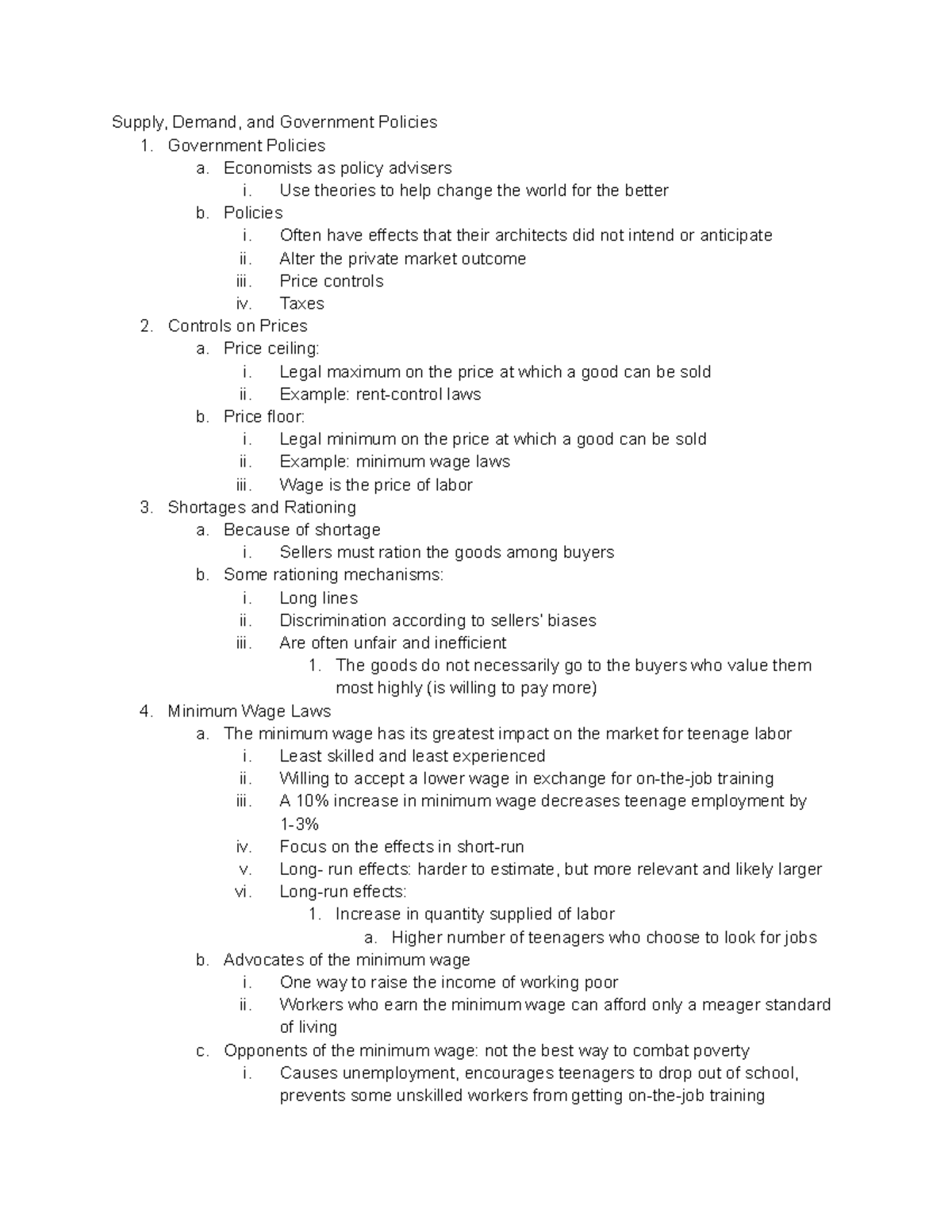 Econ Chapter 6 part 1 - Supply, Demand, and Government Policies 1 ...