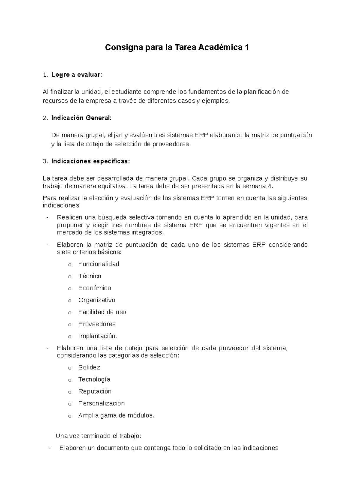 Tarea Académica 1 Indicaciones CF46 22C2A - Consigna para la Tarea Académica 1 Logro a evaluar ...