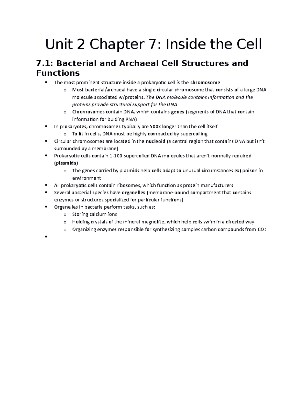 Unit 2 Chapter 7 - Bio 120 w/Mountjoy - Unit 2 Chapter 7: Inside the ...