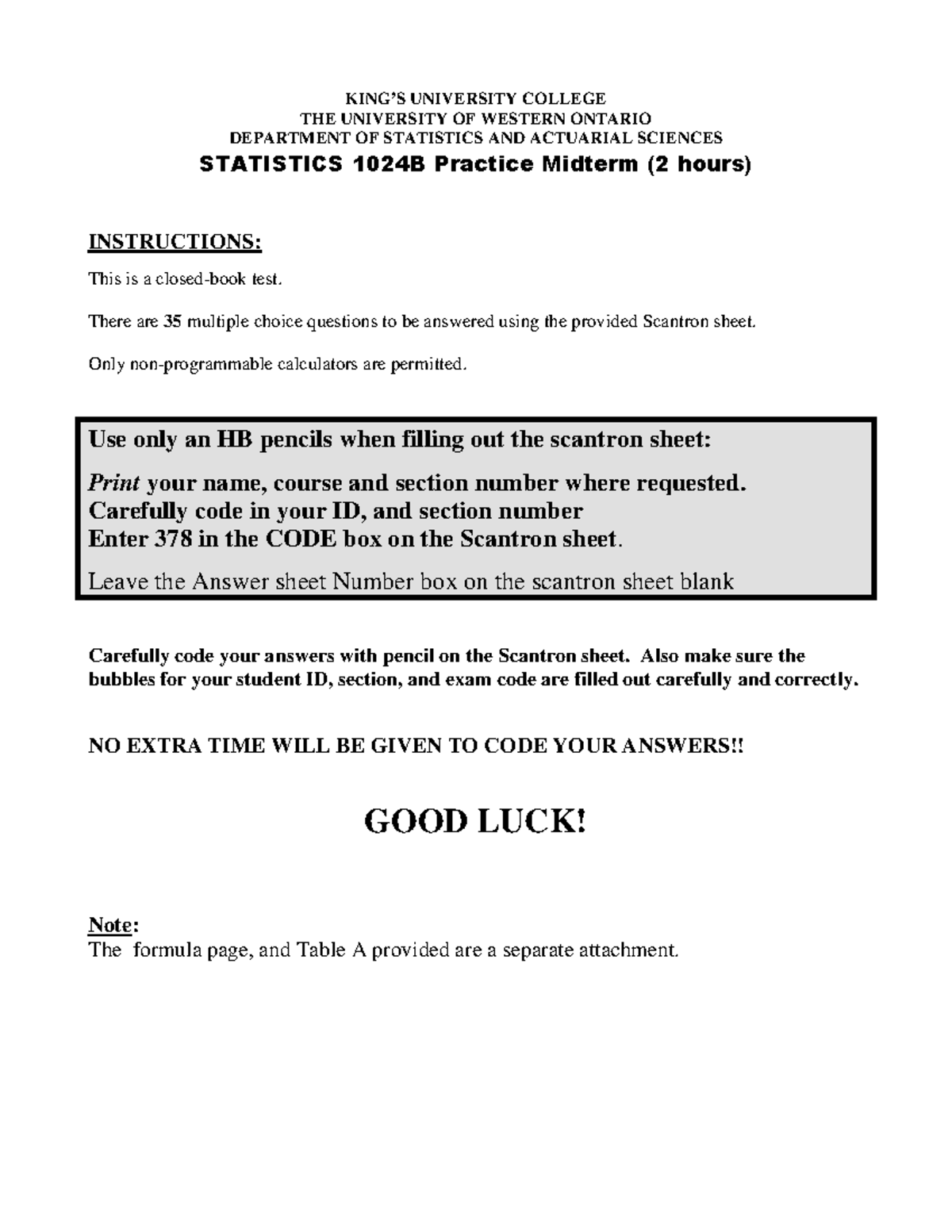 Sample/practice exam 2012, questions and answers - KING’S UNIVERSITY ...