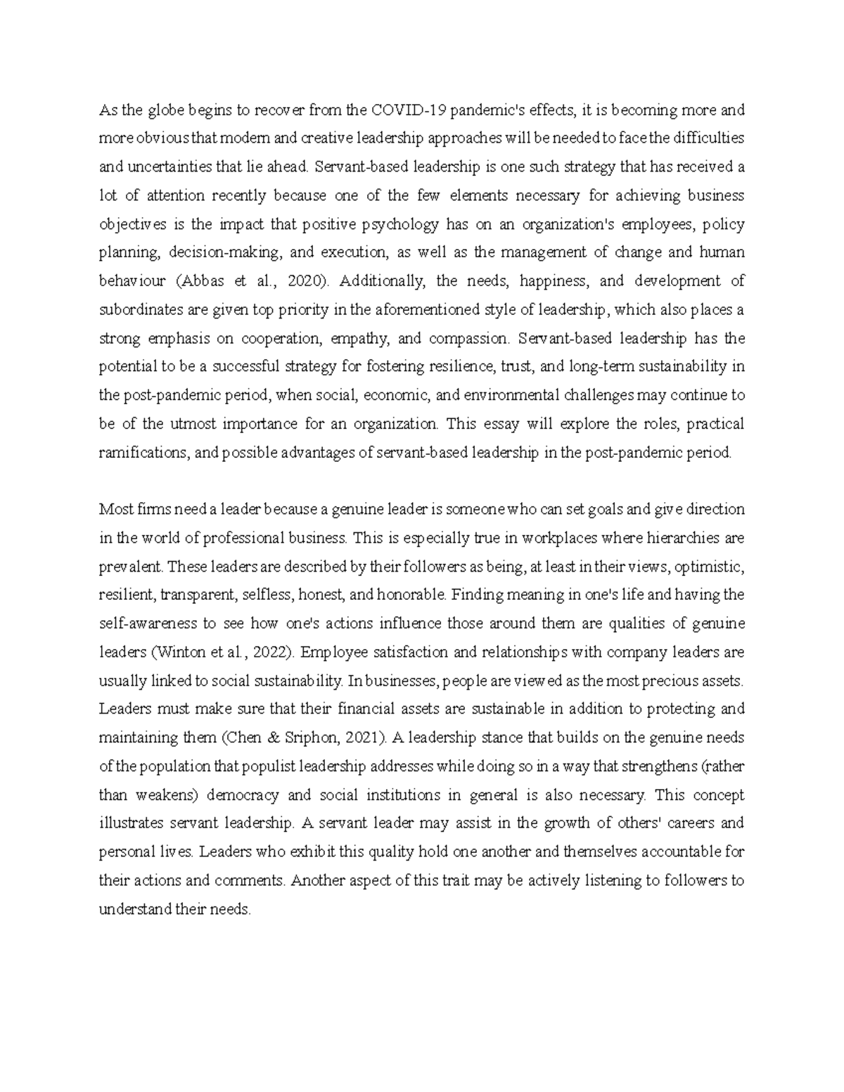 Assignment 1 - essay - As the globe begins to recover from the COVID-19 ...