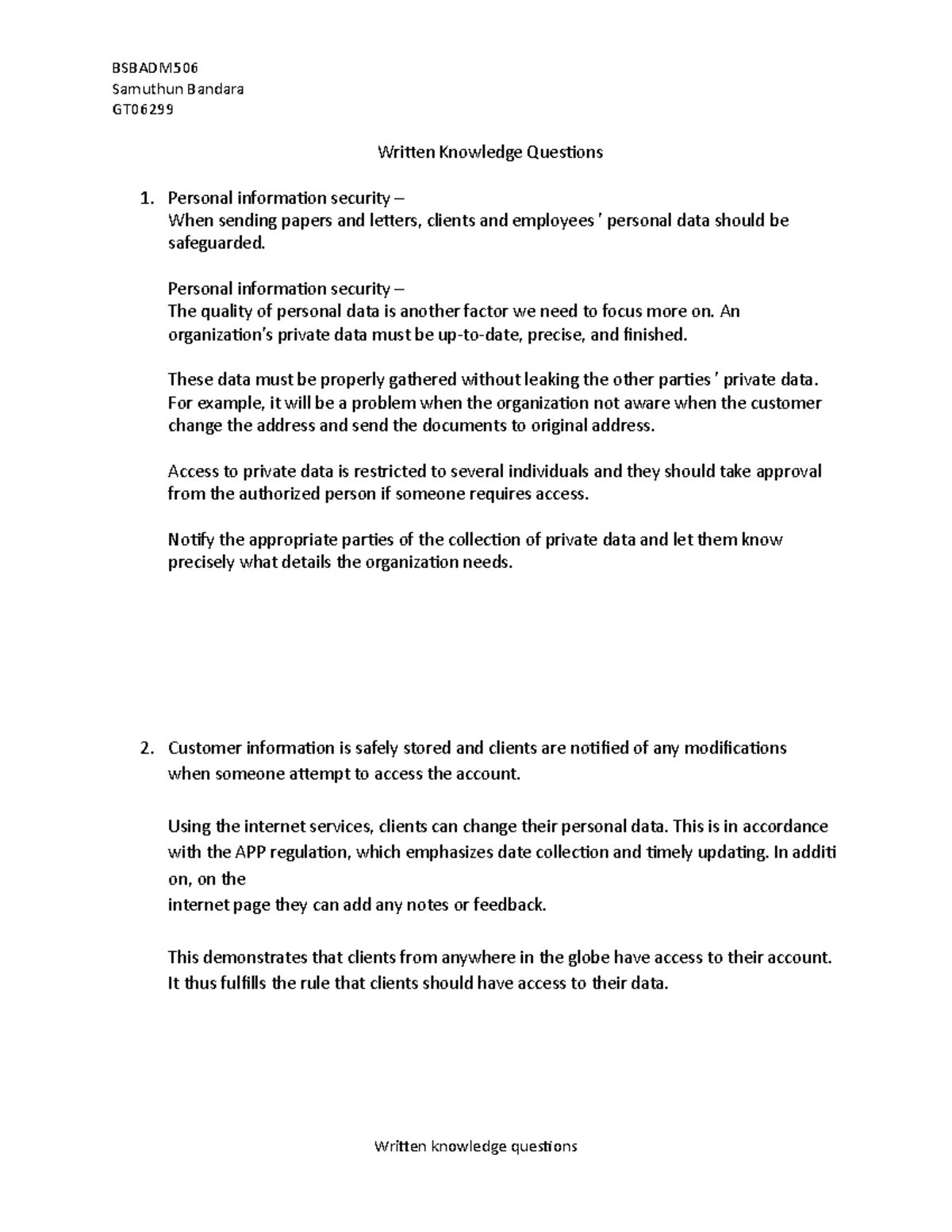 assignments to share for question and answer - Samuthun Bandara GT ...