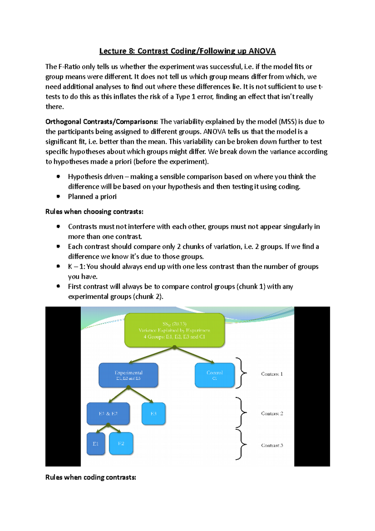 Stats Lecture 8 Contrast Coding - Lecture 8: Contrast Coding/Following ...