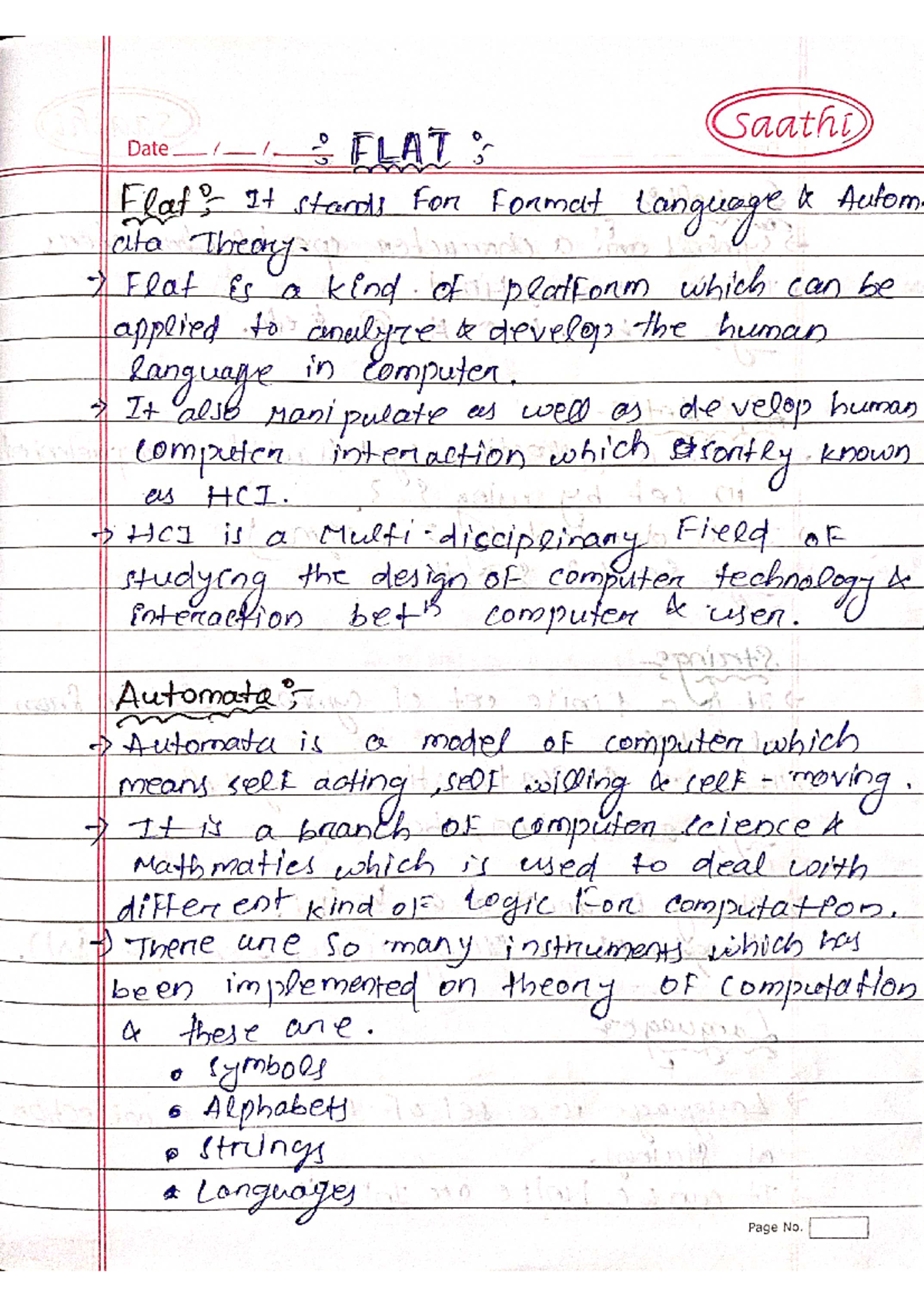 FLAT 5th SEM - It is important - Saathi Date FLAT It stands For Format ...