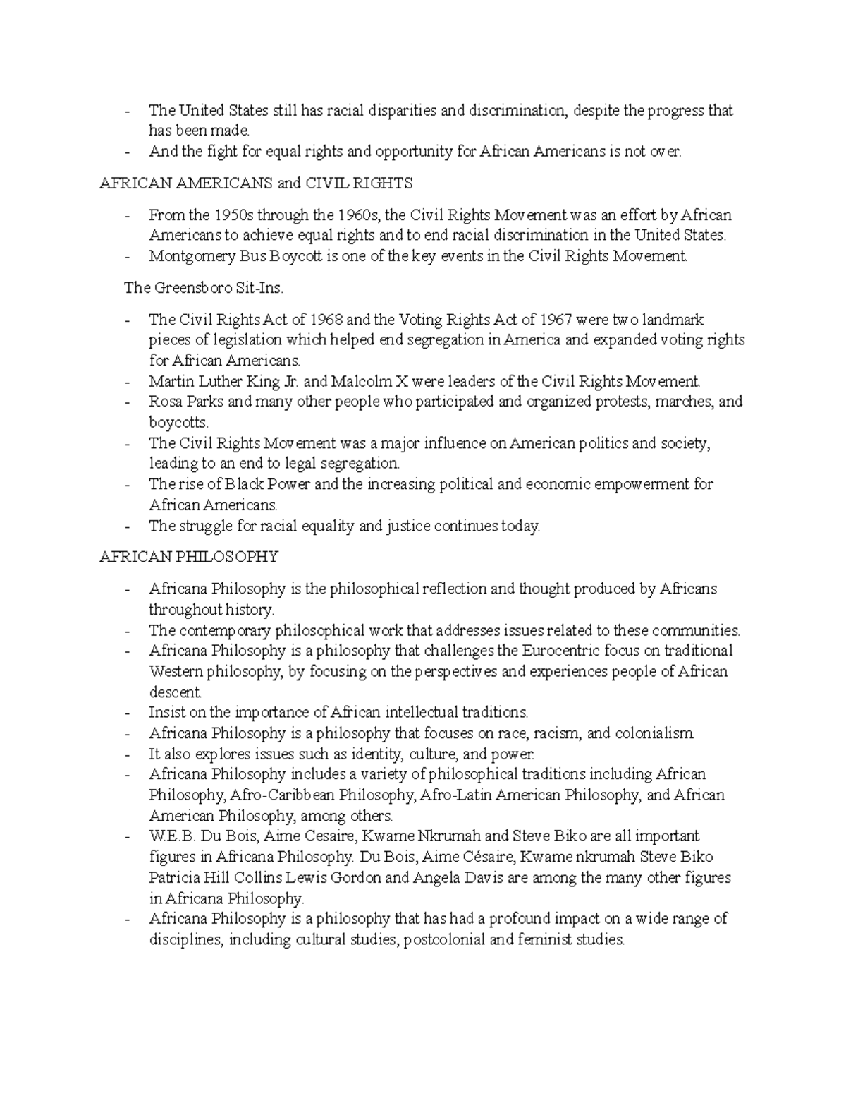 HIS 322 AFRO History Notes 30 - The United States still has racial ...