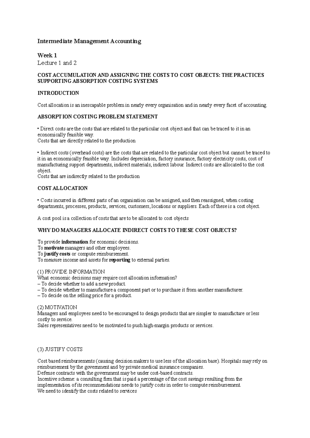Intermediate Management Accounting - ABSORPTION COSTING PROBLEM ...
