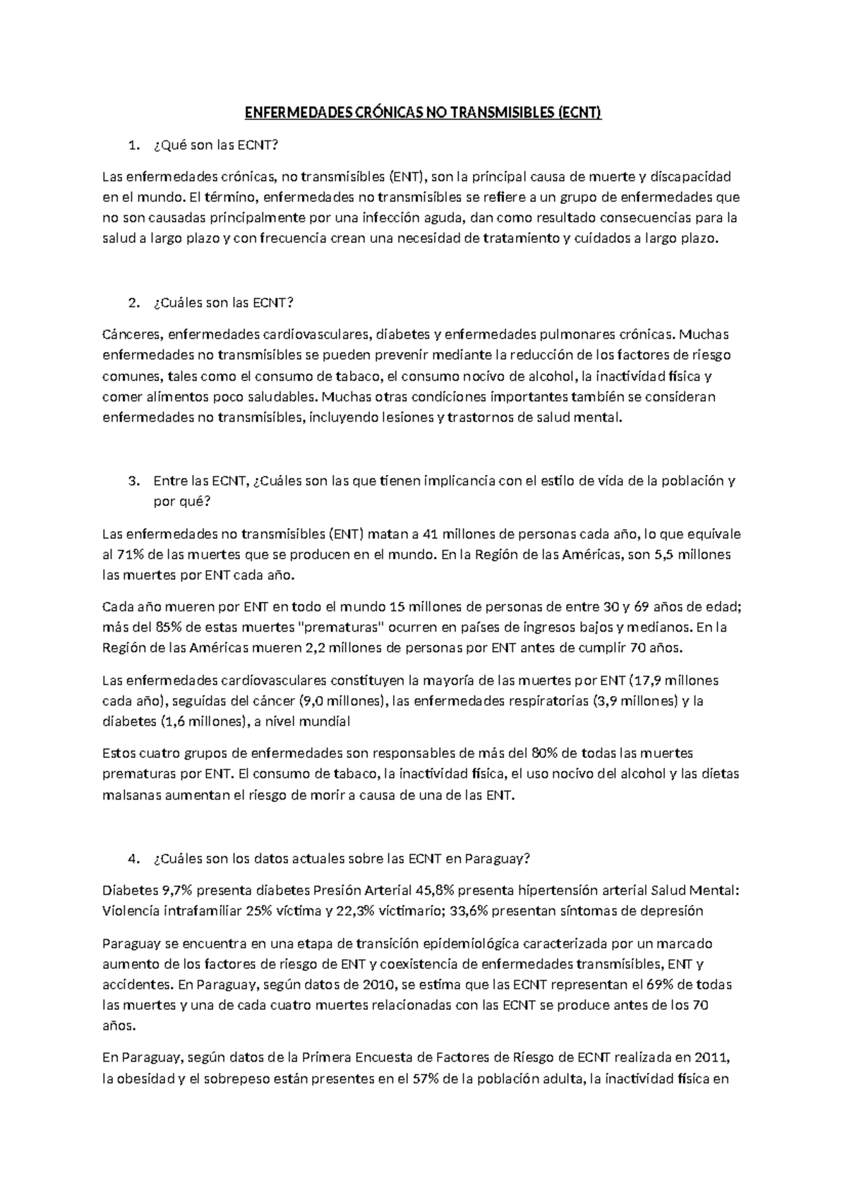 Salud publica preguntas - ENFERMEDADES CRÓNICAS NO TRANSMISIBLES (ECNT ...