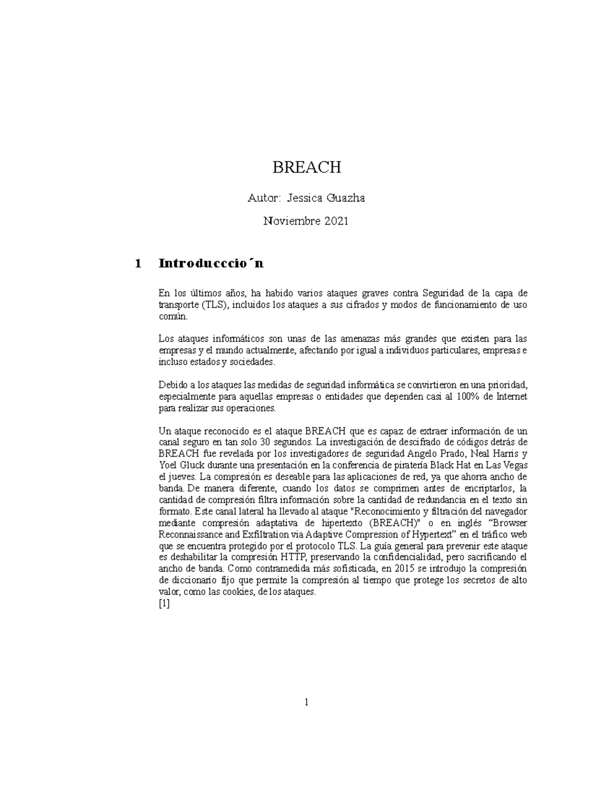 Breach - BREACH Autor: Jessica Guazha Noviembre 2021 1 Introducccio ́n ...