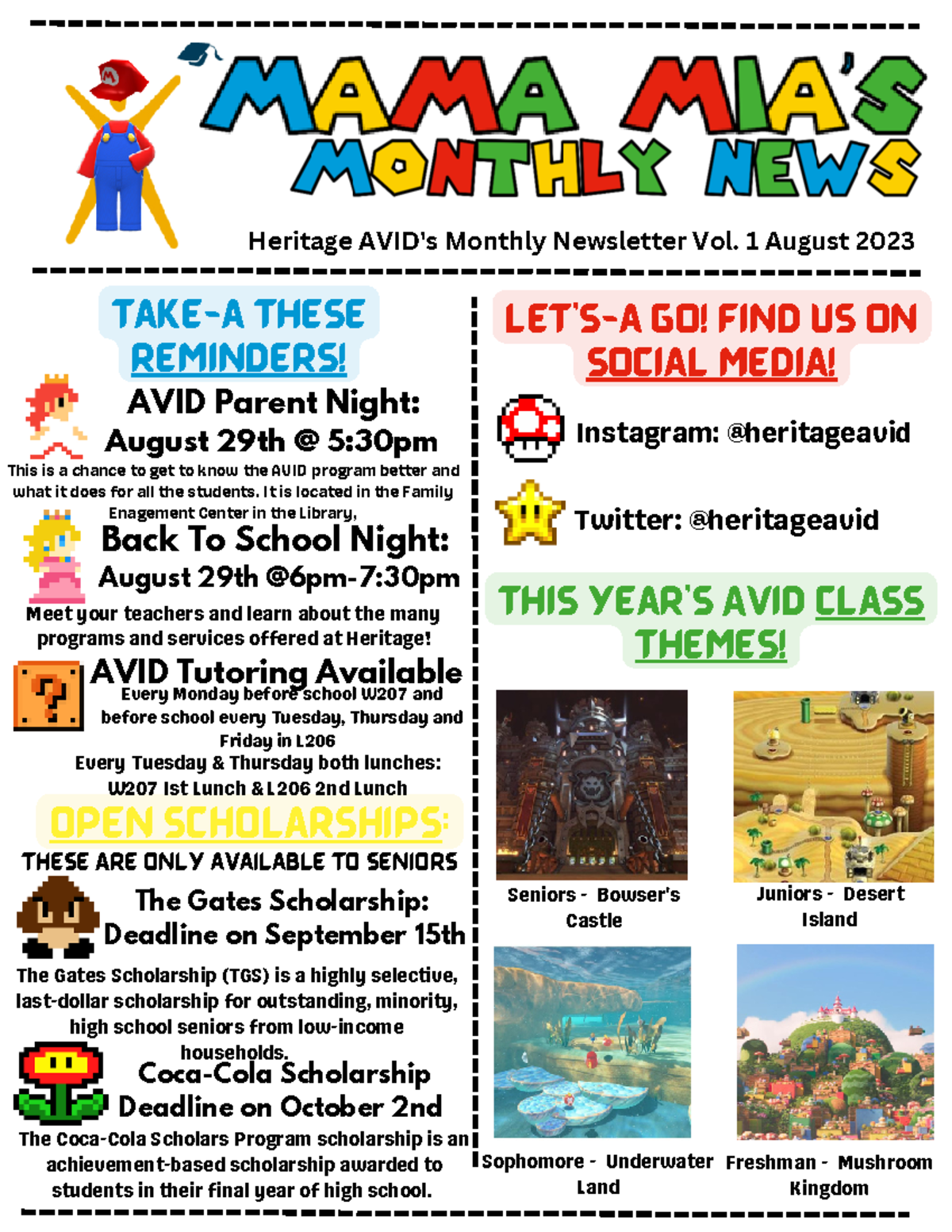 HHS AVID Newsletter August 2023 - Instagram: @heritageavid Let's-a go ...