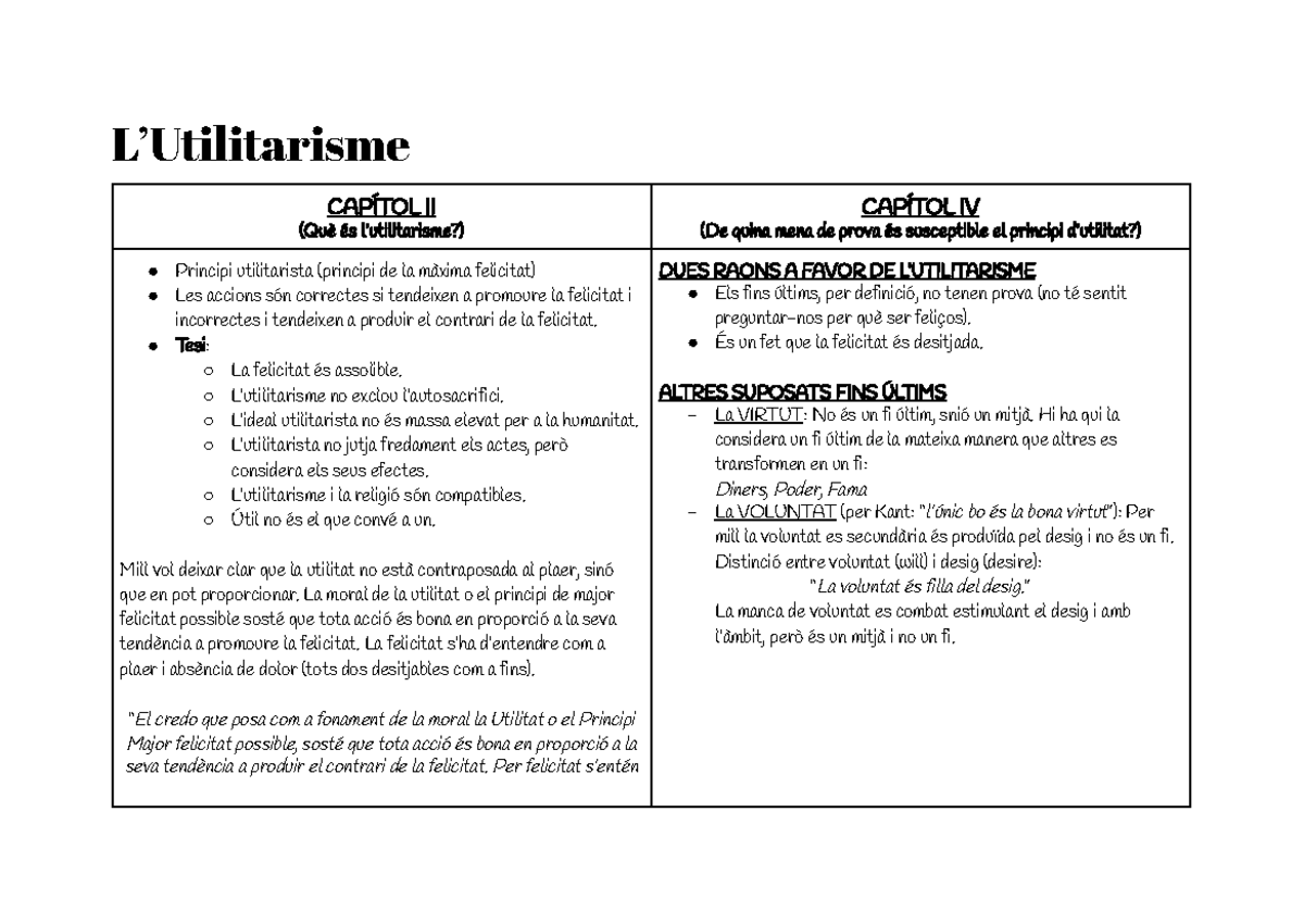 Obra "L'Utilitarisme" d'Stuart Mill (capítol 2 i 4) - L’Utilitarisme ...