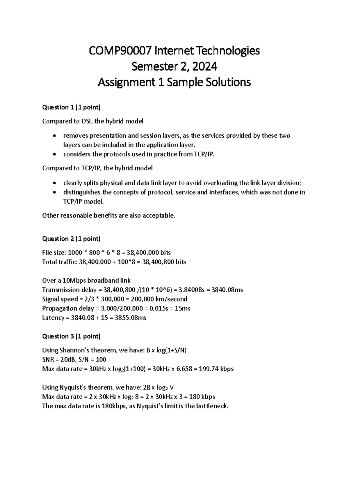 COMP90007 2024S2 A1 sample solutions - COMP90007 Internet Technologies Semester 2 , 20 24 ...
