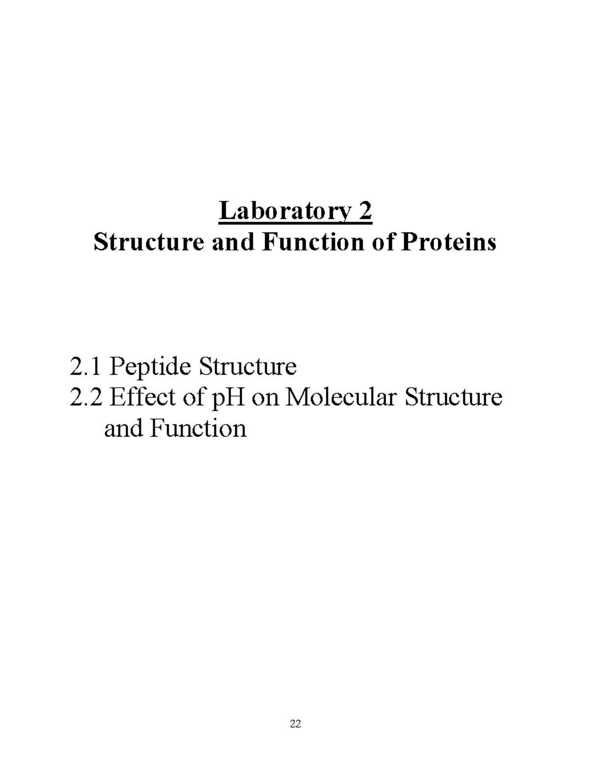 Laboratory 2 Peptides - Lab 2: Peptide - Laboratory 2 Structure and Function of Proteins 2 ...
