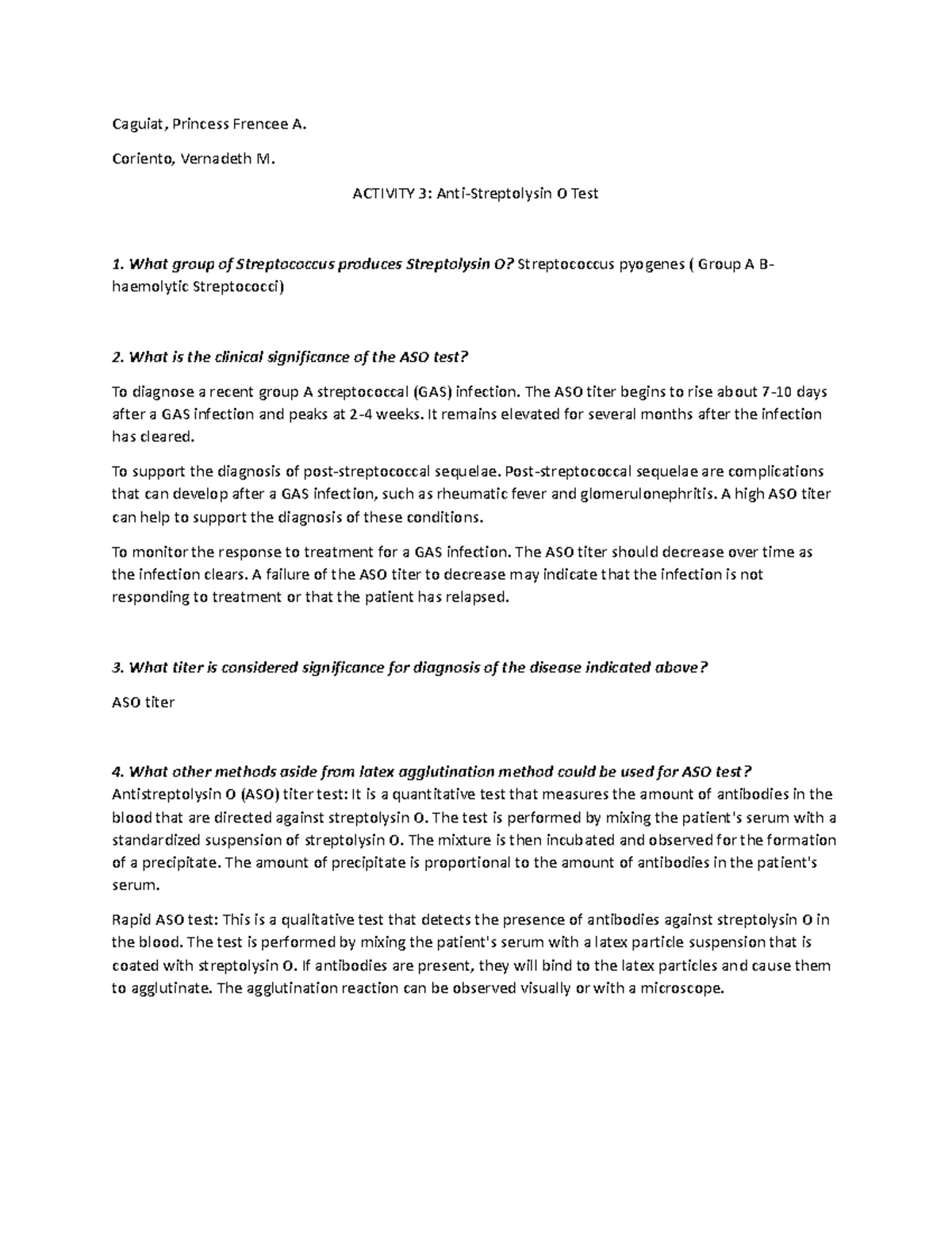 Aso test - Assignment - Caguiat, Princess Frencee A. Coriento ...