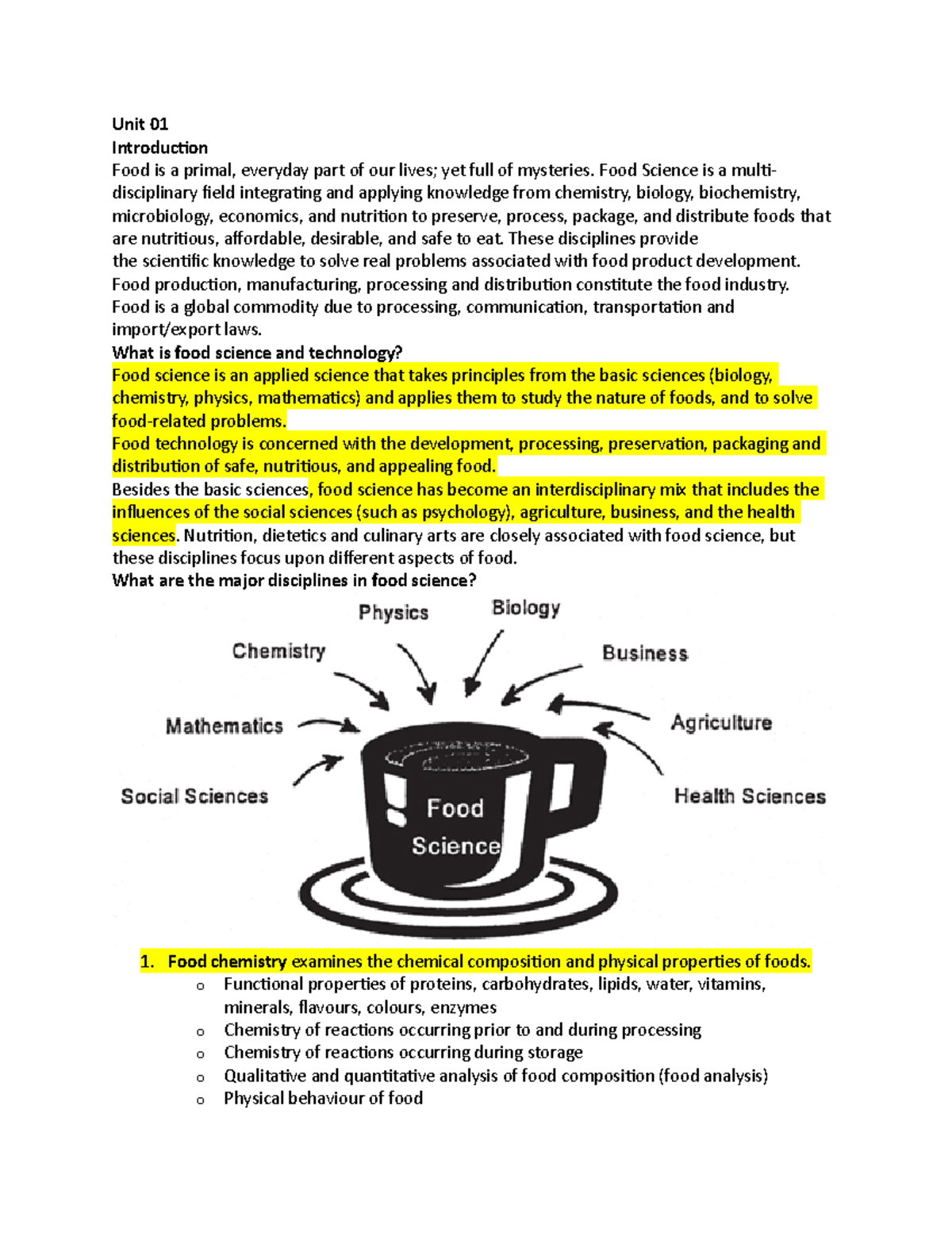 FOOD EXAM Lecture - Unit 01 Introduction Food is a primal, everyday ...