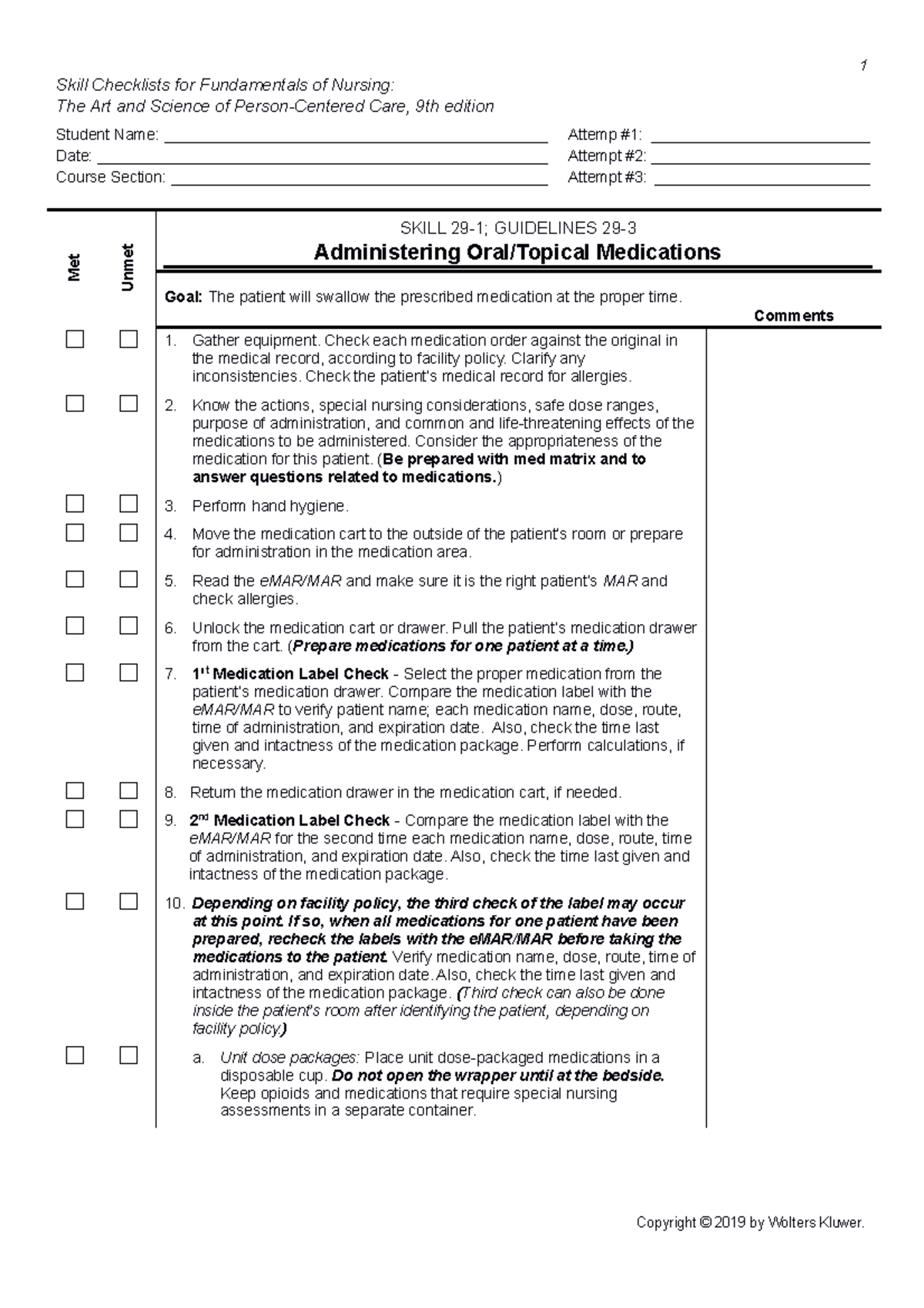 Oral-Topical+medication+Skill+Checklist - 1 Skill Checklists for ...