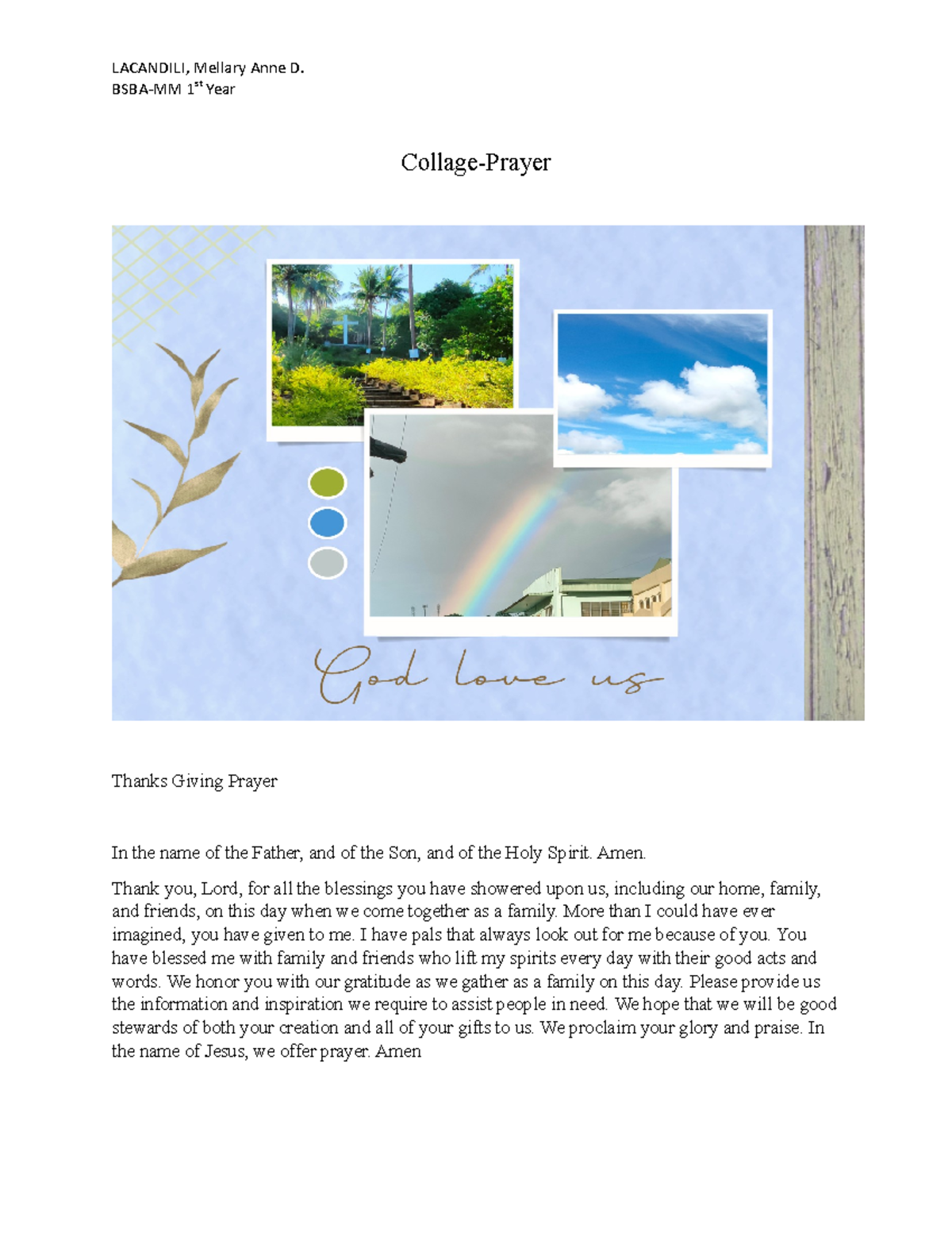 Collage-Prayer - prayer - LACANDILI, Mellary Anne D. BSBA-MM 1st Year ...