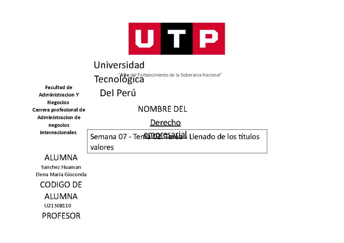 Llenado de los titulos valores UTP - ALUMNA Sanchez Huaman Elena Maria ...