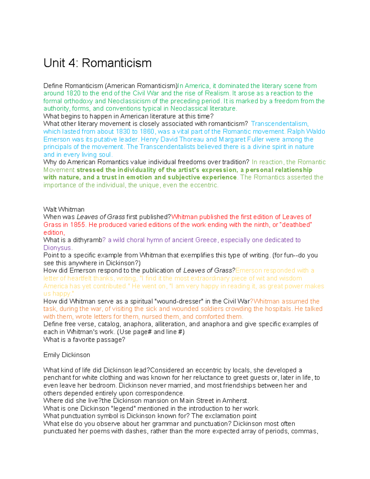 Unit 4.2 Guided Notes - Alison Pelegrin - Unit 4: Romanticism Define ...