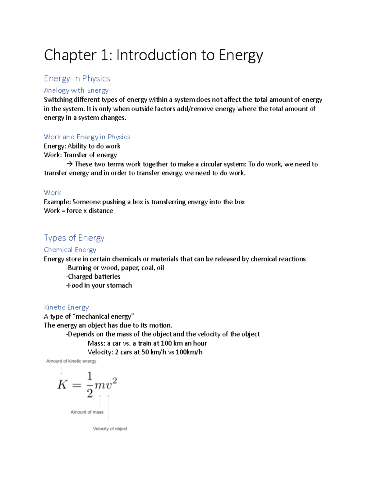 PHYS 273 Notes - Chapter 1: Introduction to Energy Energy in Physics ...