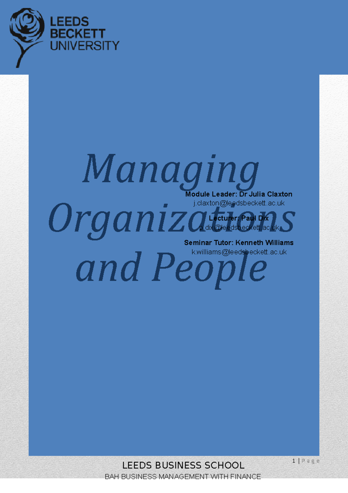 Managing Organizations & People notes (Week 1-4) - Managing ...