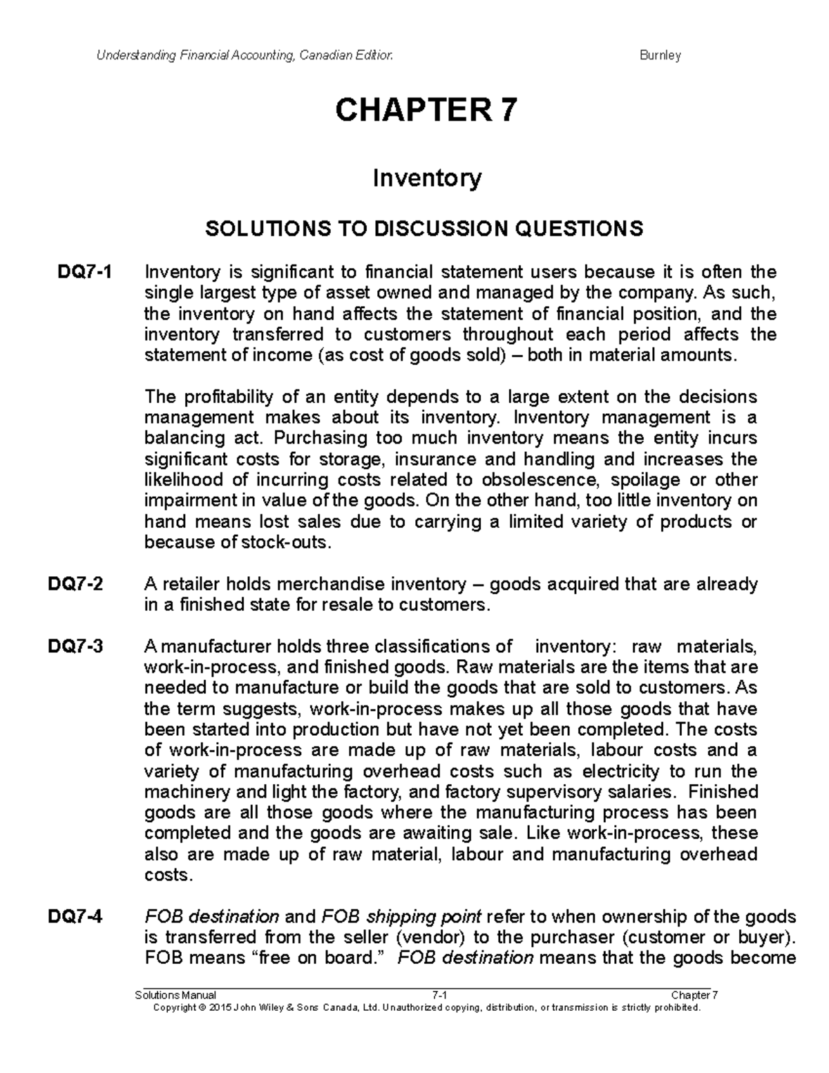 Burnleysm 07 - Solutions for Chapter 7 textbook questions - CHAPTER 7 ...
