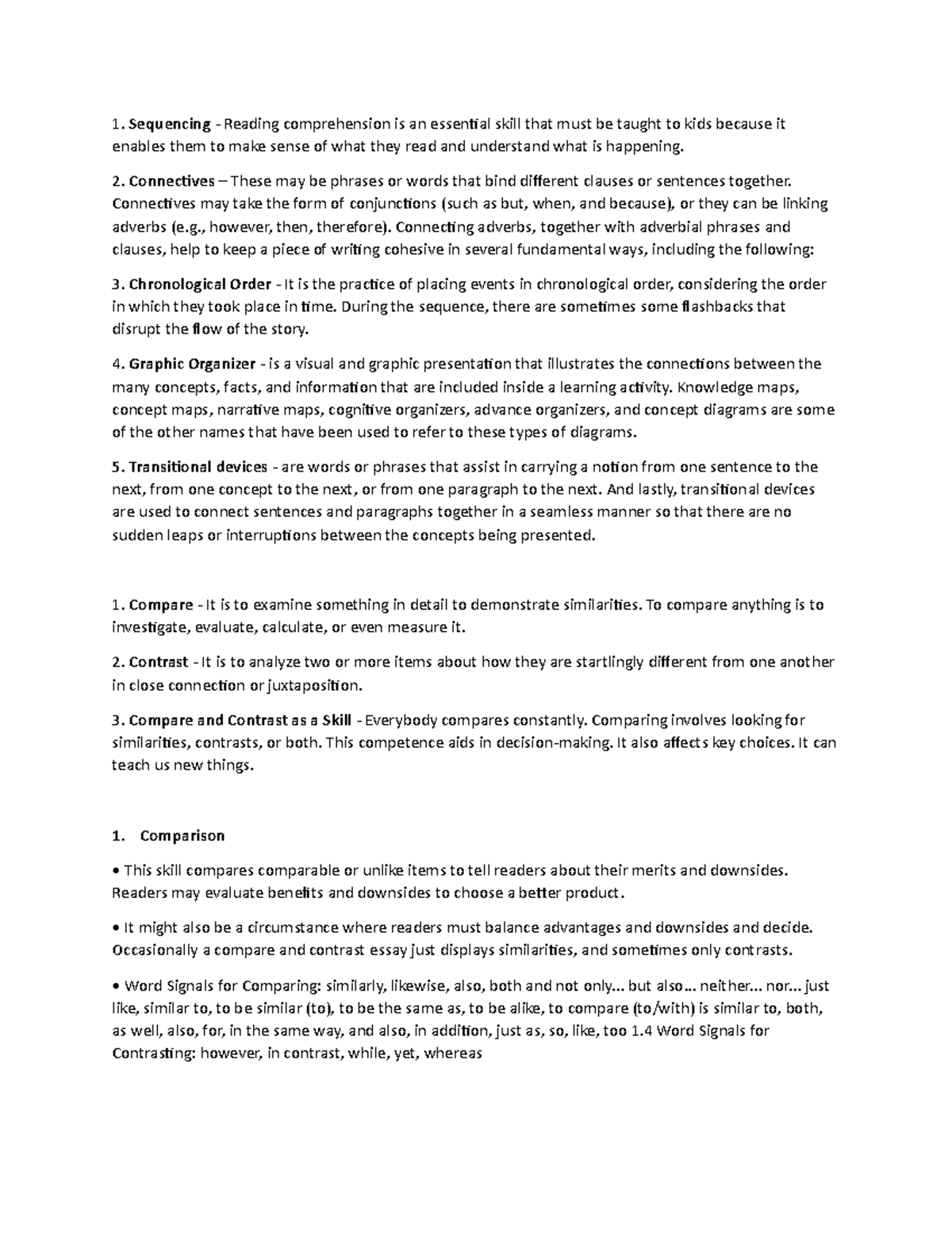 Reading Comprehension Notes Lesson 2 5 - Sequencing - Reading ...