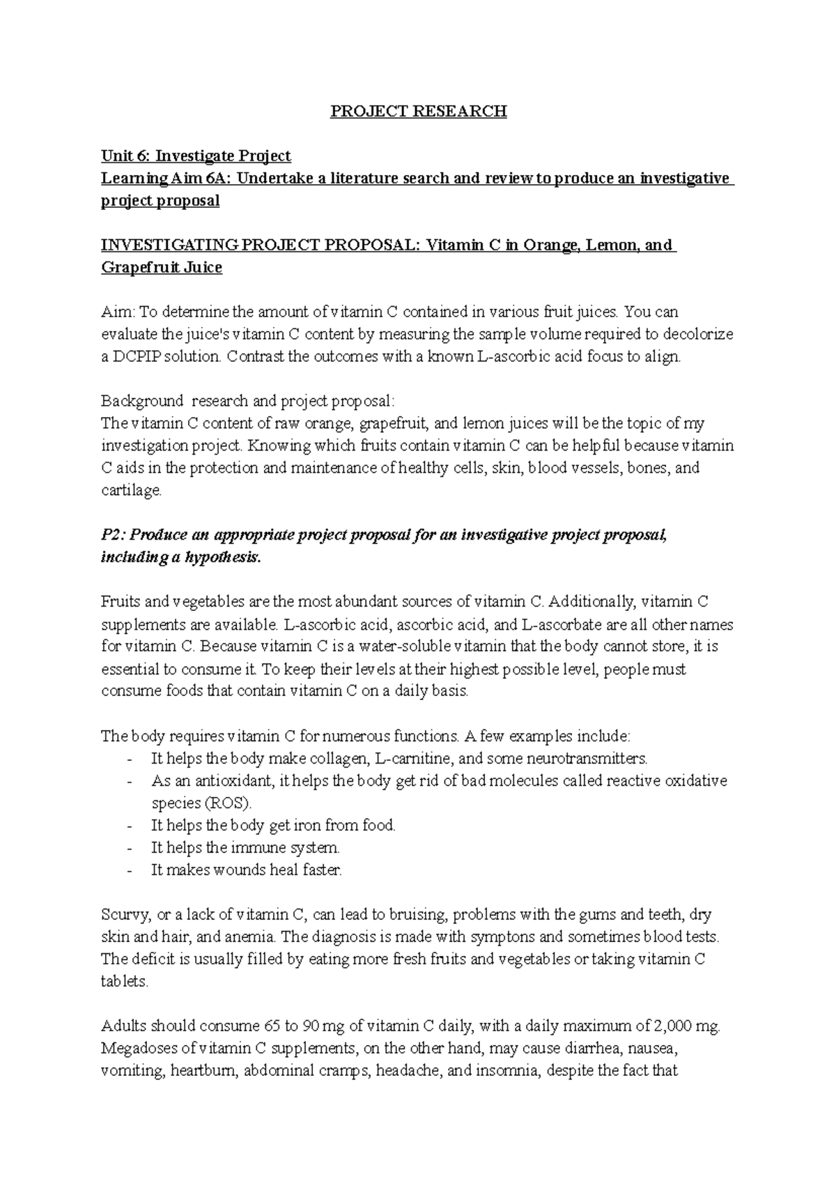 Unit 6A (1) - bla - PROJECT RESEARCH Unit 6: Investigate Project ...