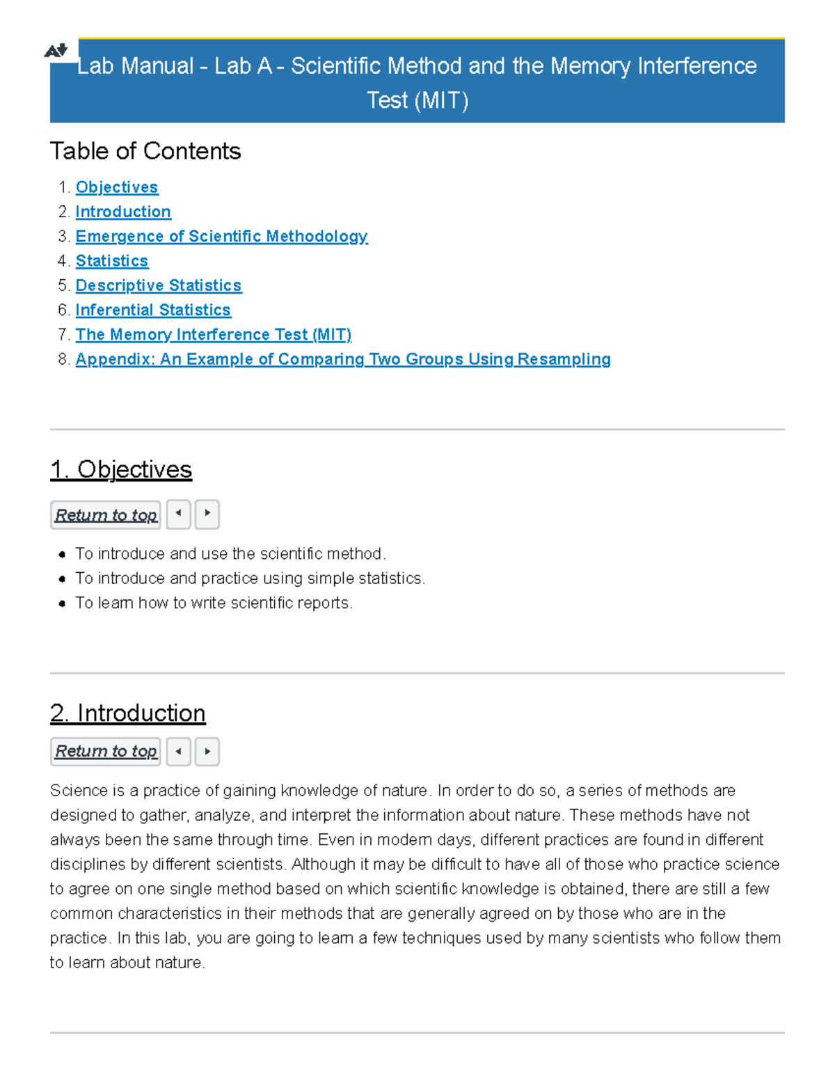Lab A - Lab Manual Chapter 24W- Lifesci-23L-LEC-1 Introduction to ...