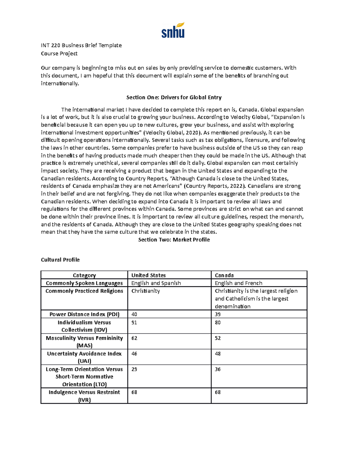 INT 220 Business Brief Template - INT 220 Business Brief Template ...