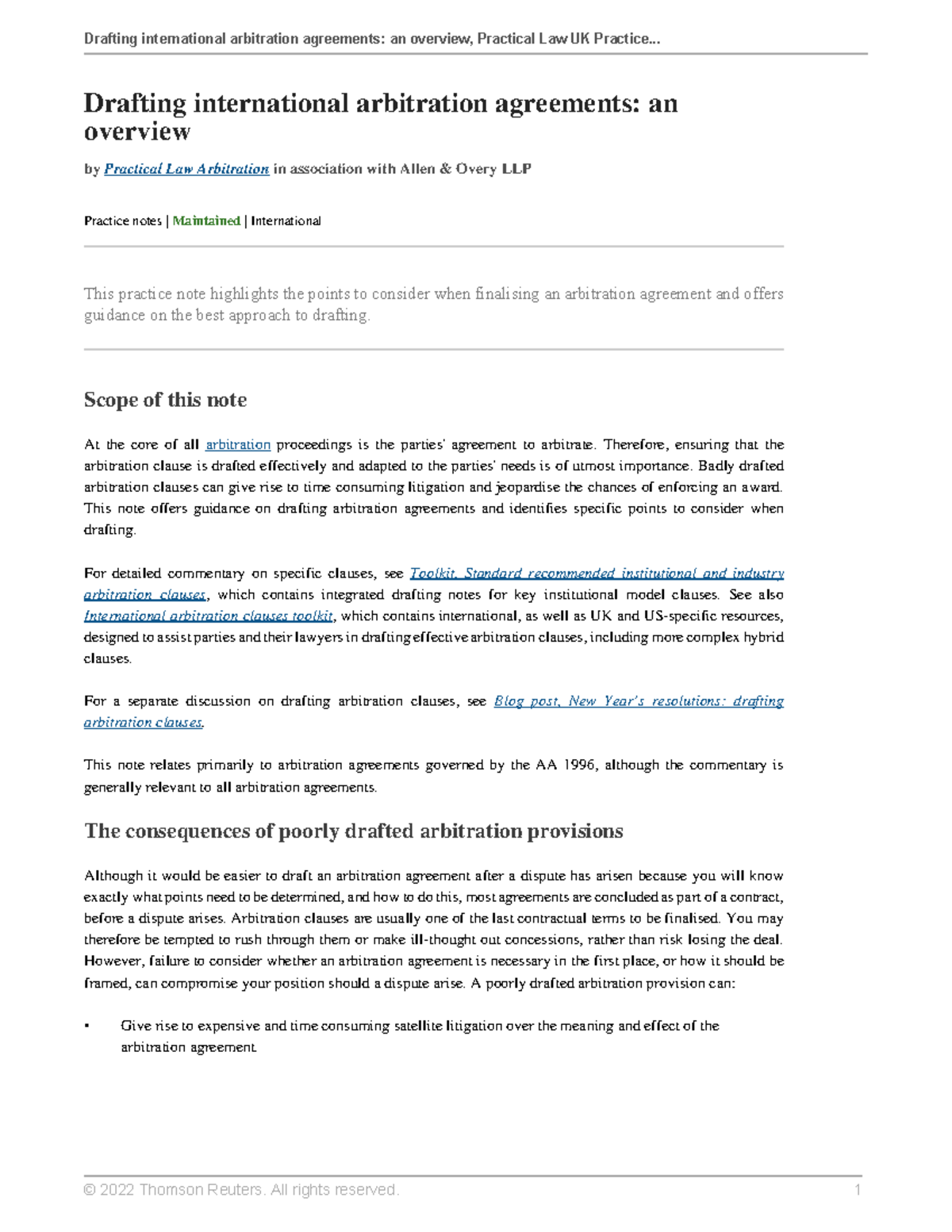 Drafting international arbitration agreements an overview - Drafting ...