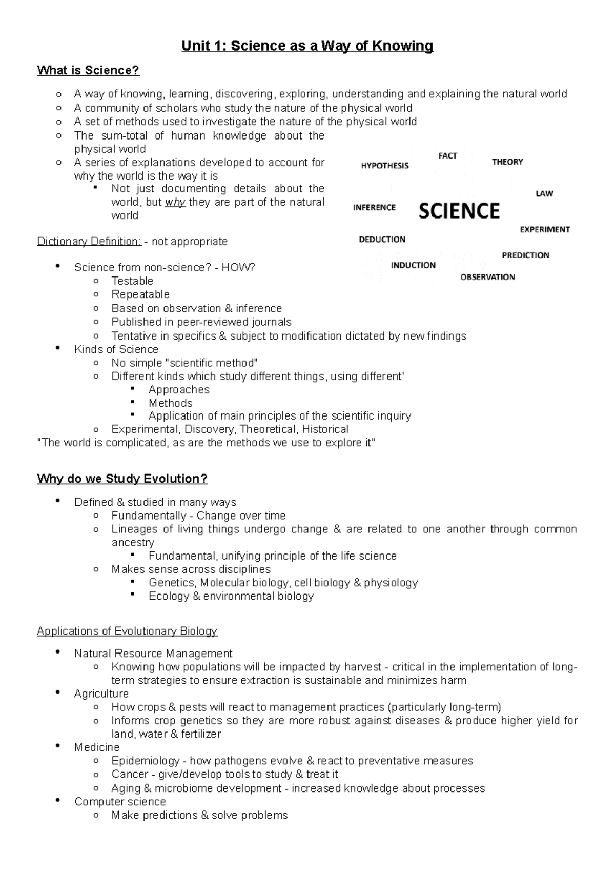 Unit 1: Science as a Way of Knowing - Unit 1: Science as a Way of ...