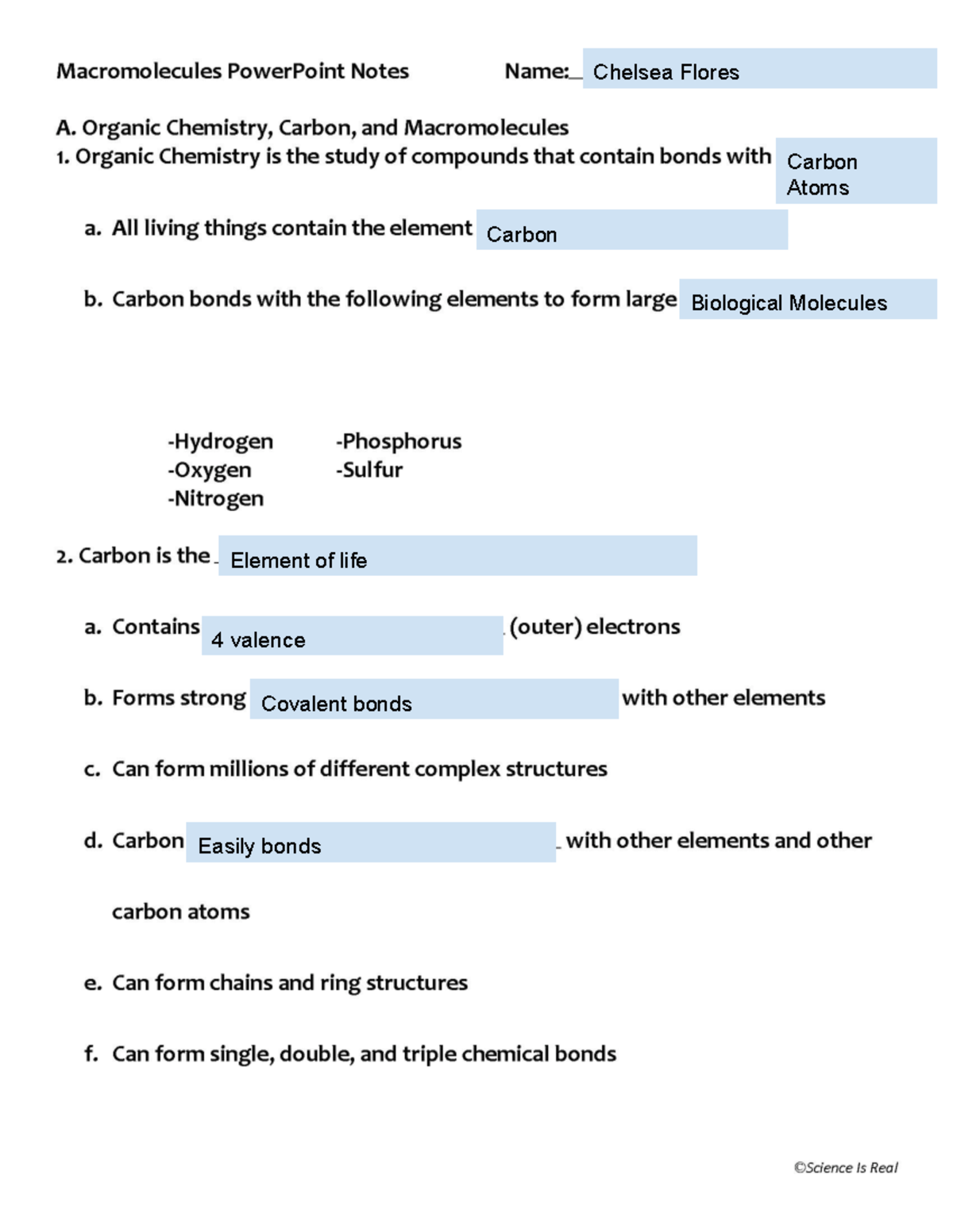 Chelsea Flores - 2021 Macromolecules Powerpoint Notes - Science Is Real ...