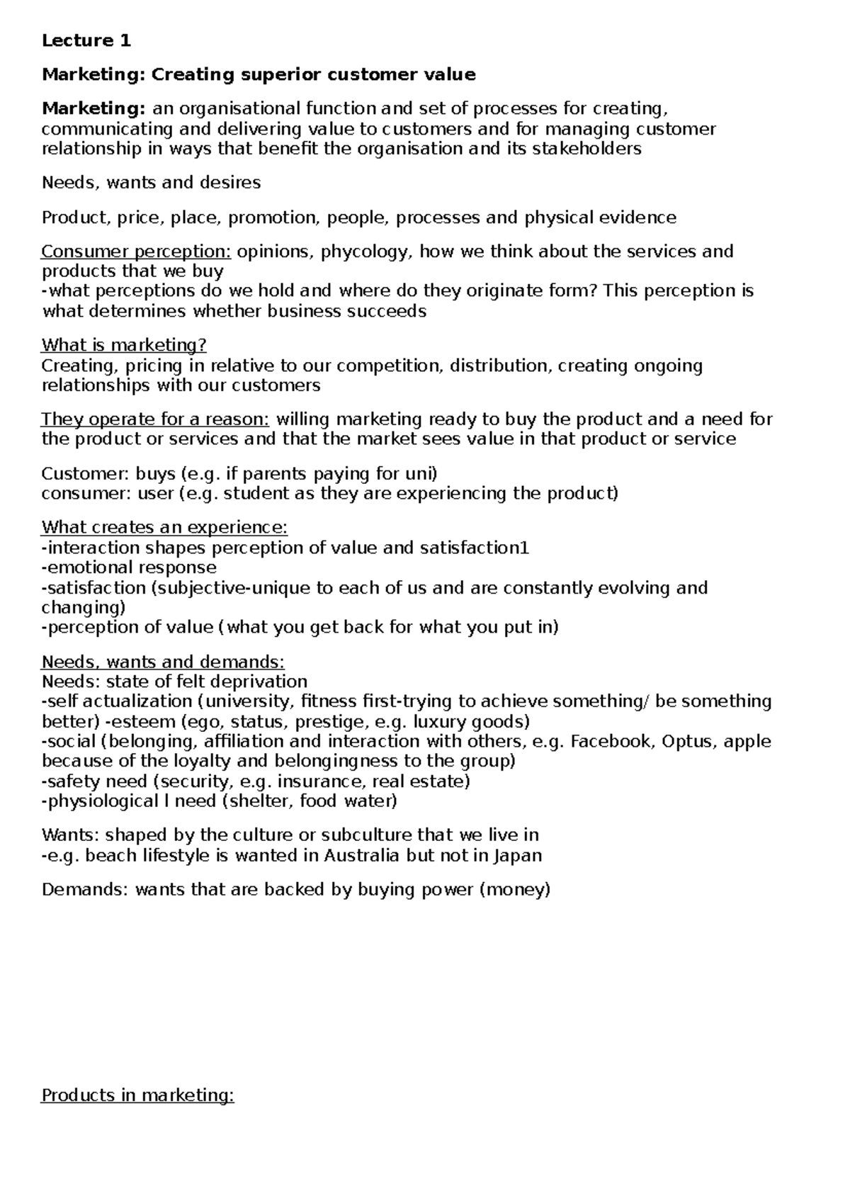 Marketing - Lecture - Notes - Lecture notes, lectures 1 - 10 - Lecture ...