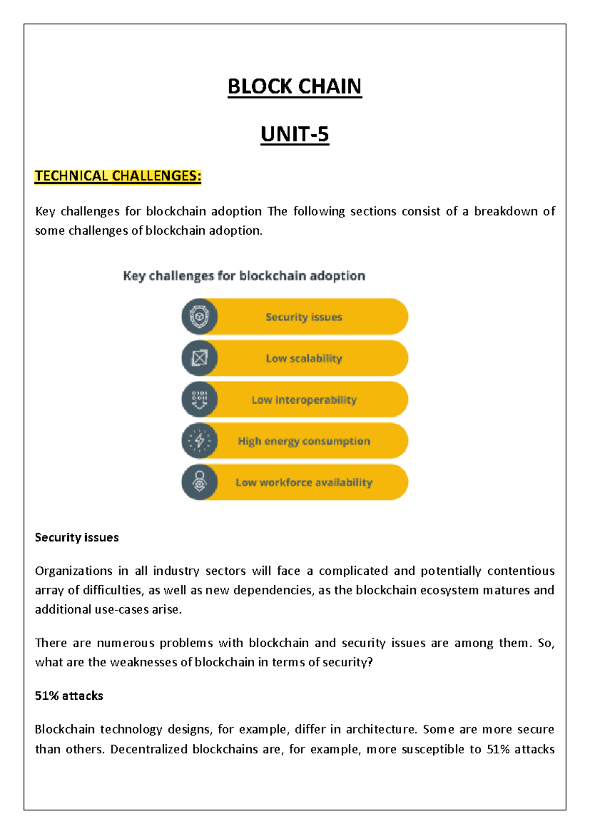 Block Chain UNIT-5 - ONCE CHECK INTO IT - BLOCK CHAIN UNIT- TECHNICAL CHALLENGES: Key challenges ...