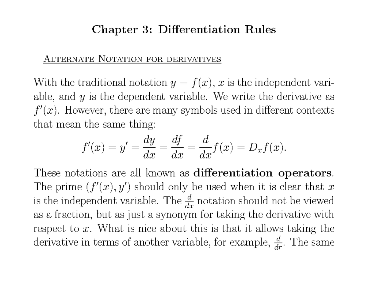 Chapter 3-Math Differentiation Rules, Limits, and Derivatives - Chapter ...