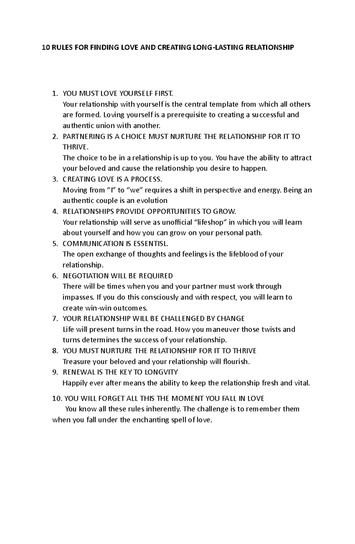 Per Dev - personal development - 10 RULES FOR FINDING LOVE AND CREATING ...