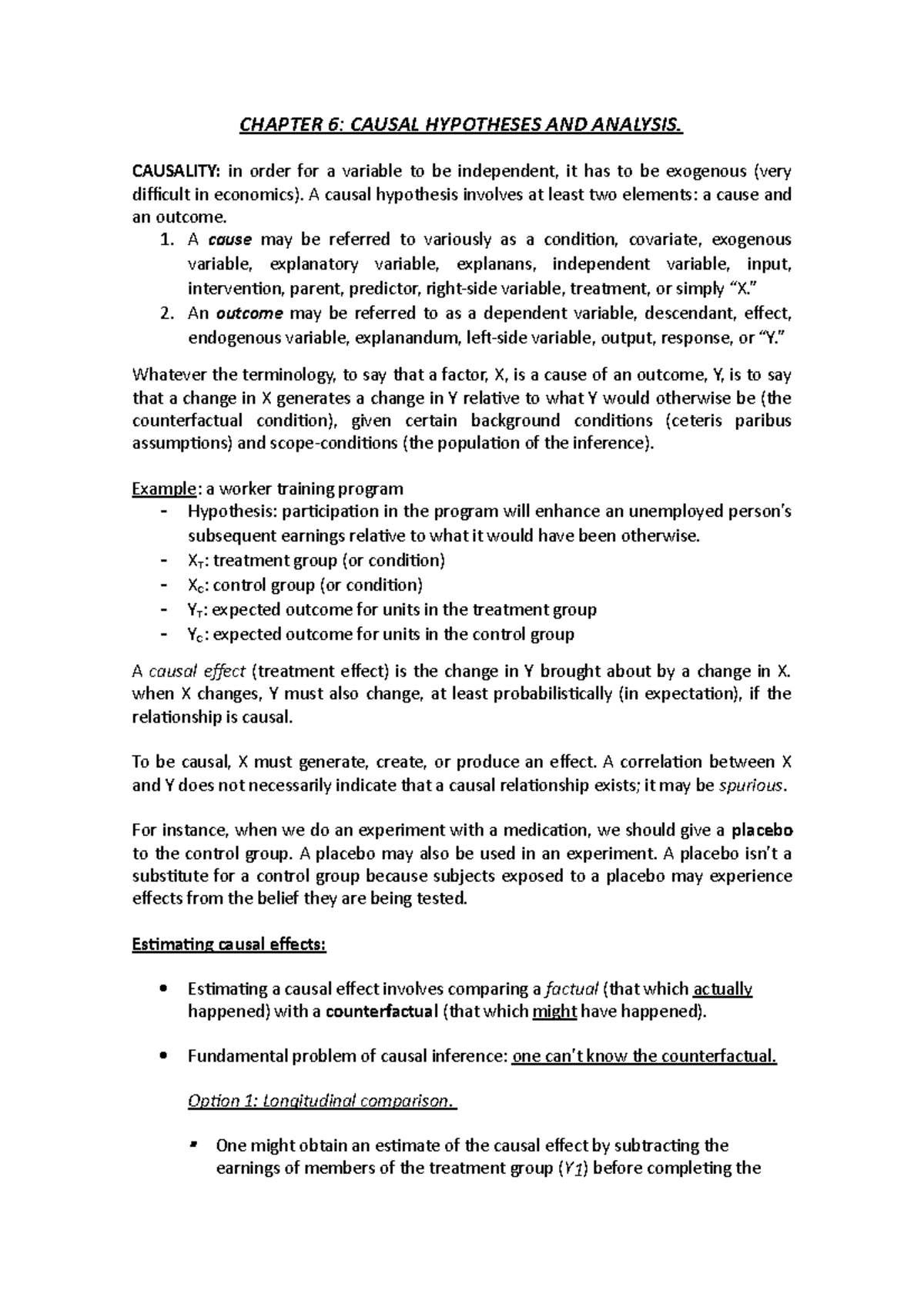 Unit 6. Causal Hypothesis. Research Design - CHAPTER 6: CAUSAL ...