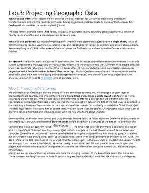 Lab 1 2022 - Lab Assignment - Lab 1: Introduction to QGIS What you should know by the end of ...