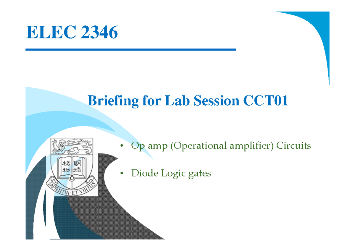 CCT01 briefing 20241019 - Briefing for Lab Session CCT Op amp ...