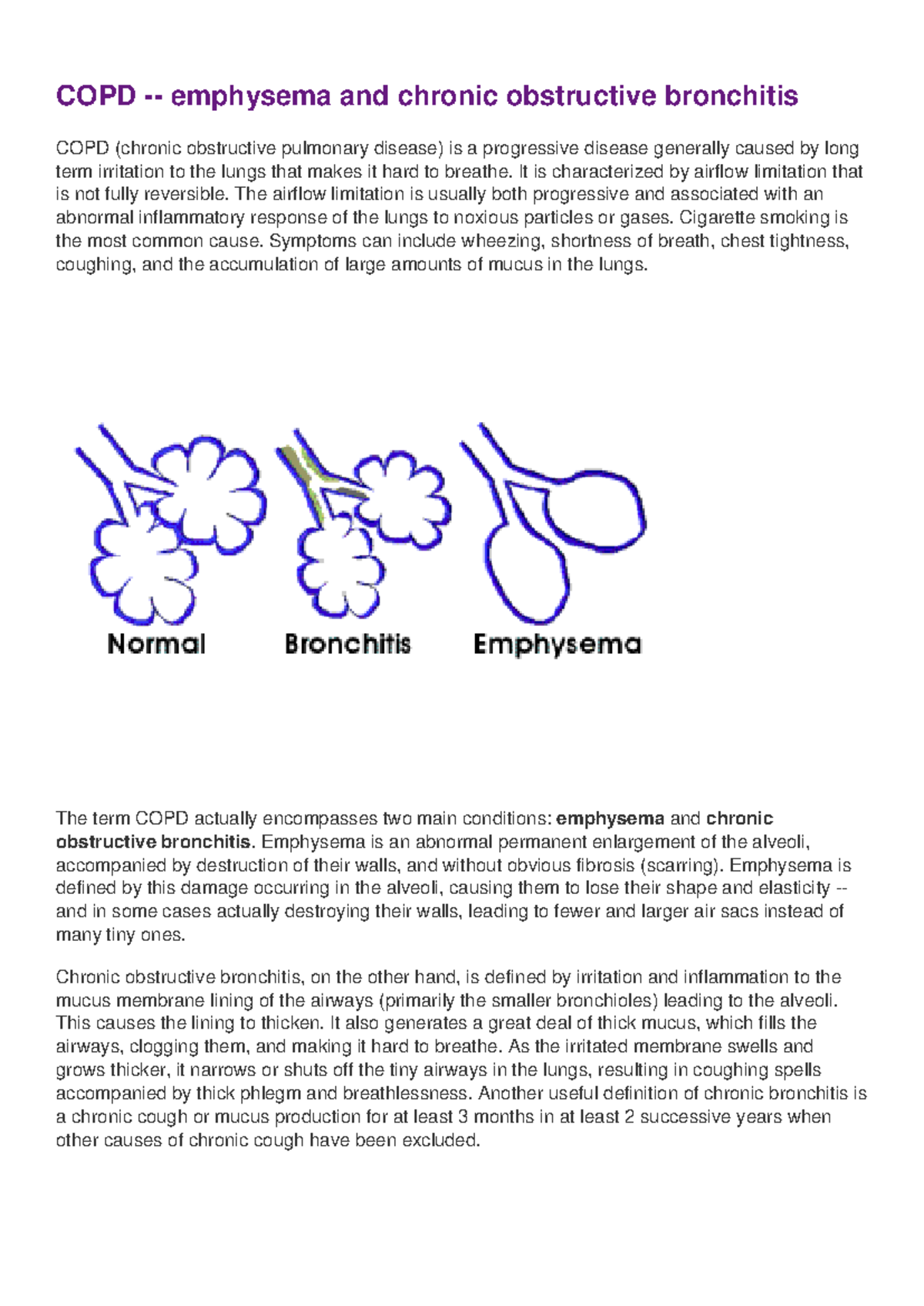 COPD Booklet - filled with summarised information of COPD and it causes ...
