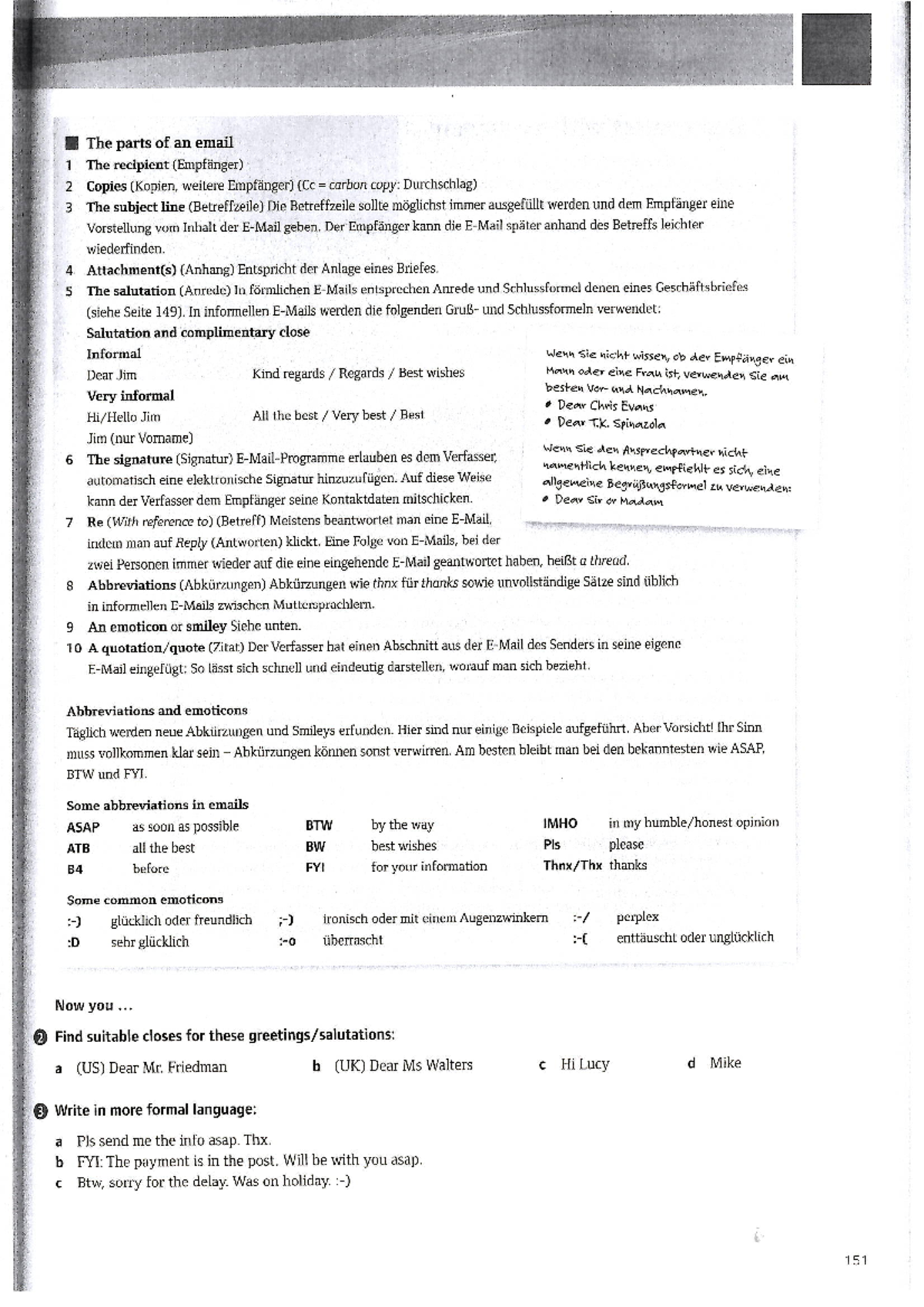 The parts of an email (explanations in German) - Business English - Studocu