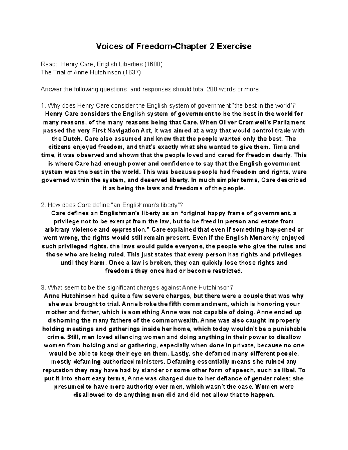 Voices of Freedom-Chapter 2 Exercise - Voices of Freedom-Chapter 2 ...