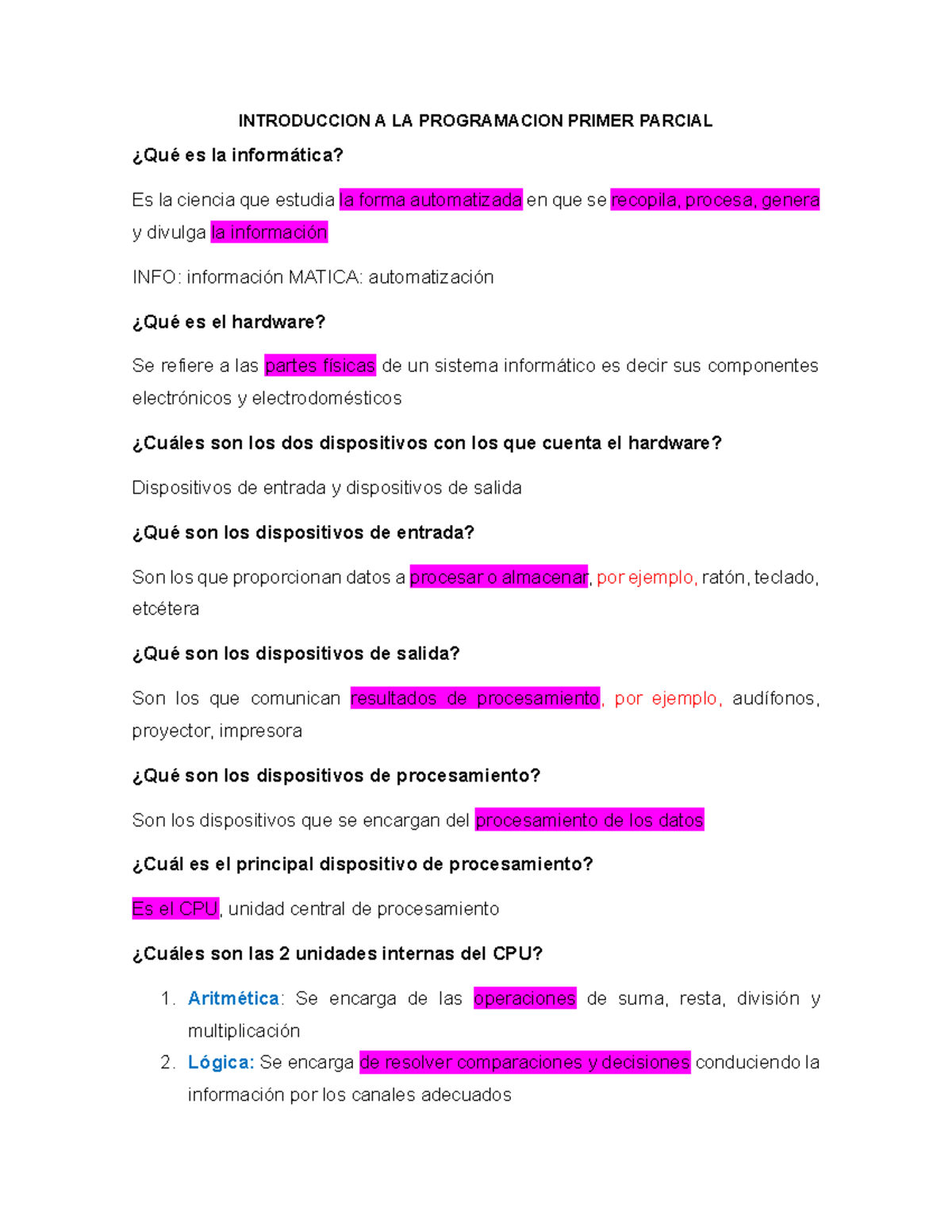 Introduccion A LA Programacion Primer Parcial - INTRODUCCION A LA ...