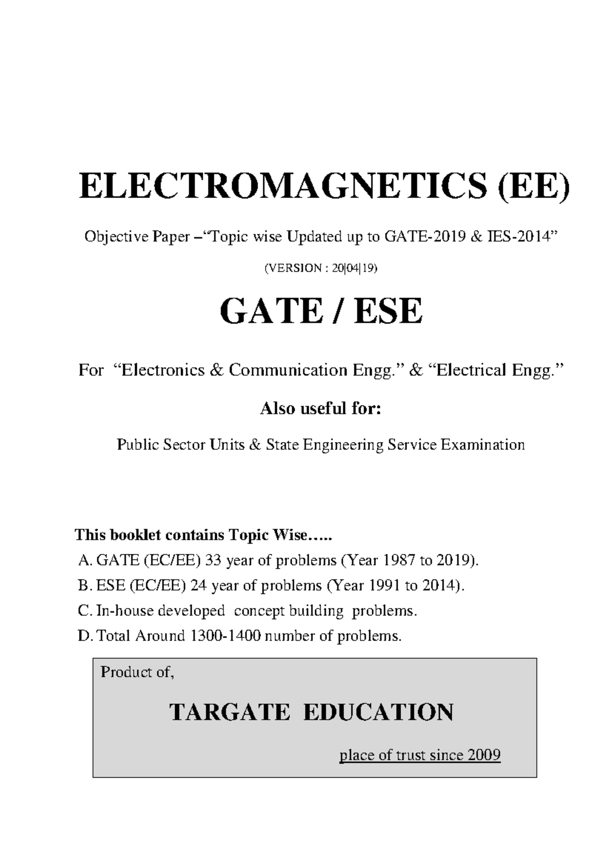 Electromagnetic Fields for EE (76 Pages) - ELECTROMAGNETICS (EE ...