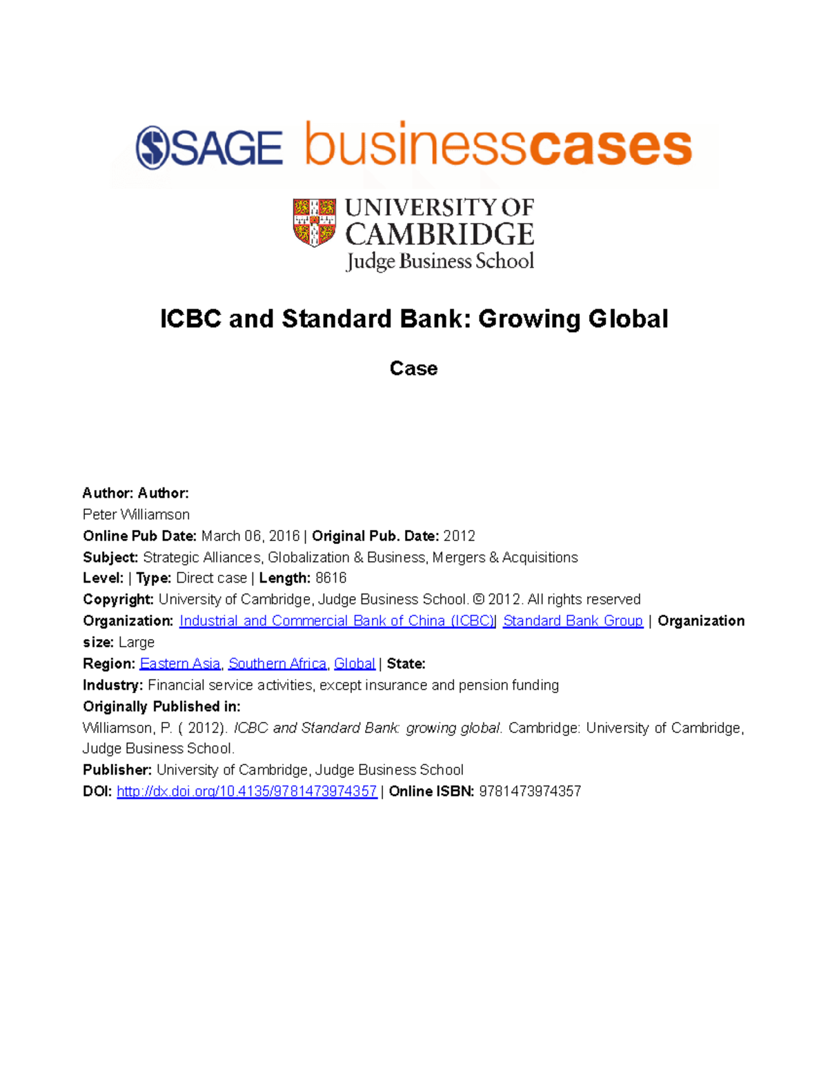 Williamson 2012- practice example - ICBC and Standard Bank: Growing ...
