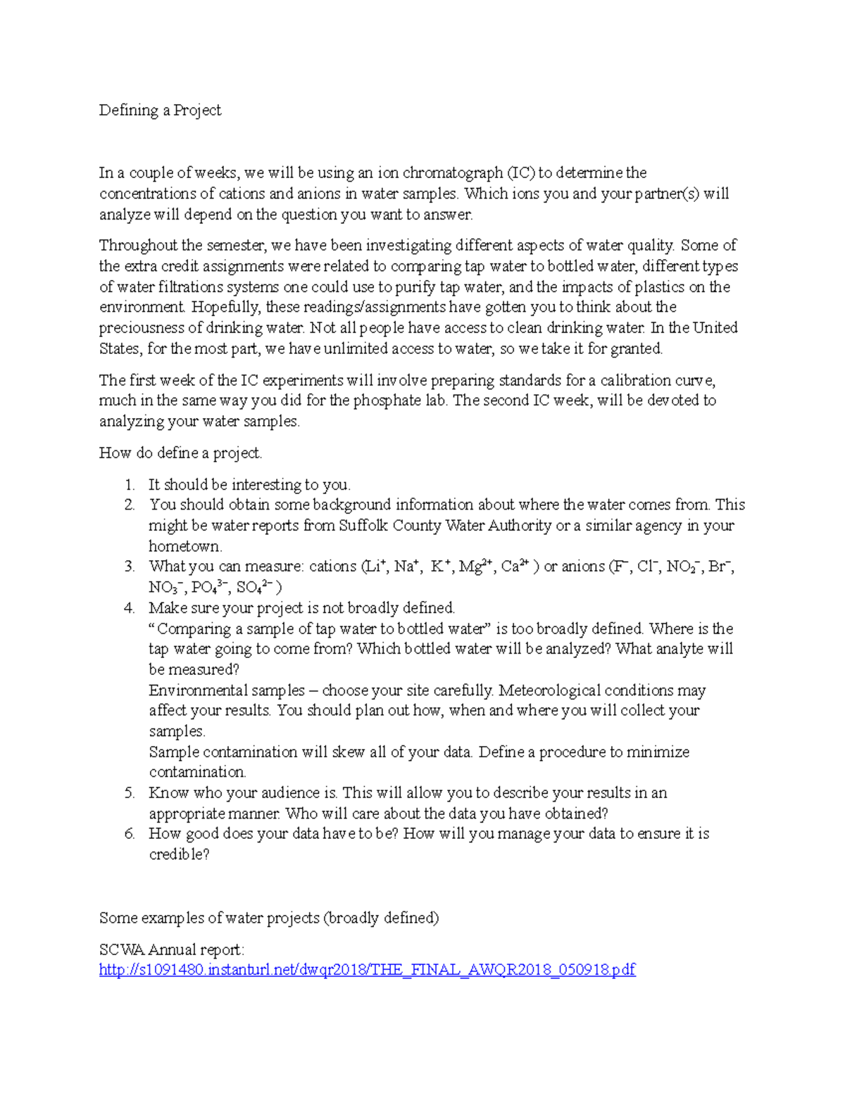 Defining a Project - che 131 - Defining a Project In a couple of weeks ...