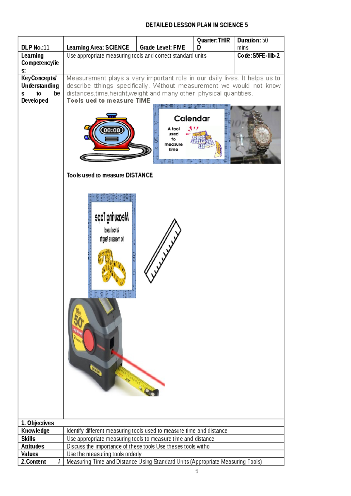 DLP#11 - none - DETAILED LESSON PLAN IN SCIENCE 5 DLP No.: 11 Learning ...