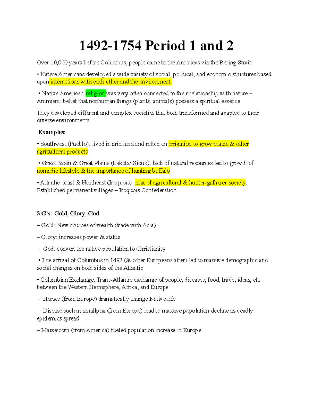 1492-1754 Period 1 and 2 - 1492-1754 Period 1 and 2 Over 10,000 years ...