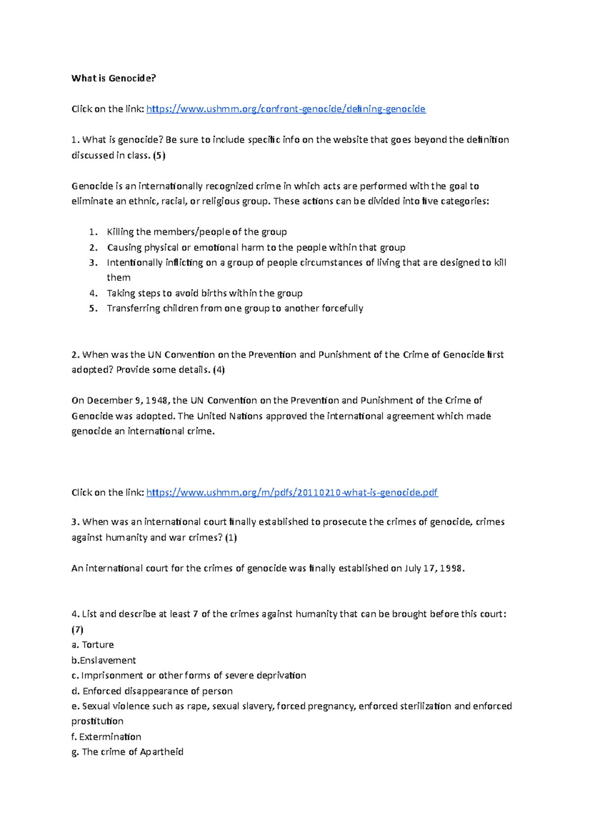 What is Genocide - What is Genocide? Click on the link: ushmm/confront ...