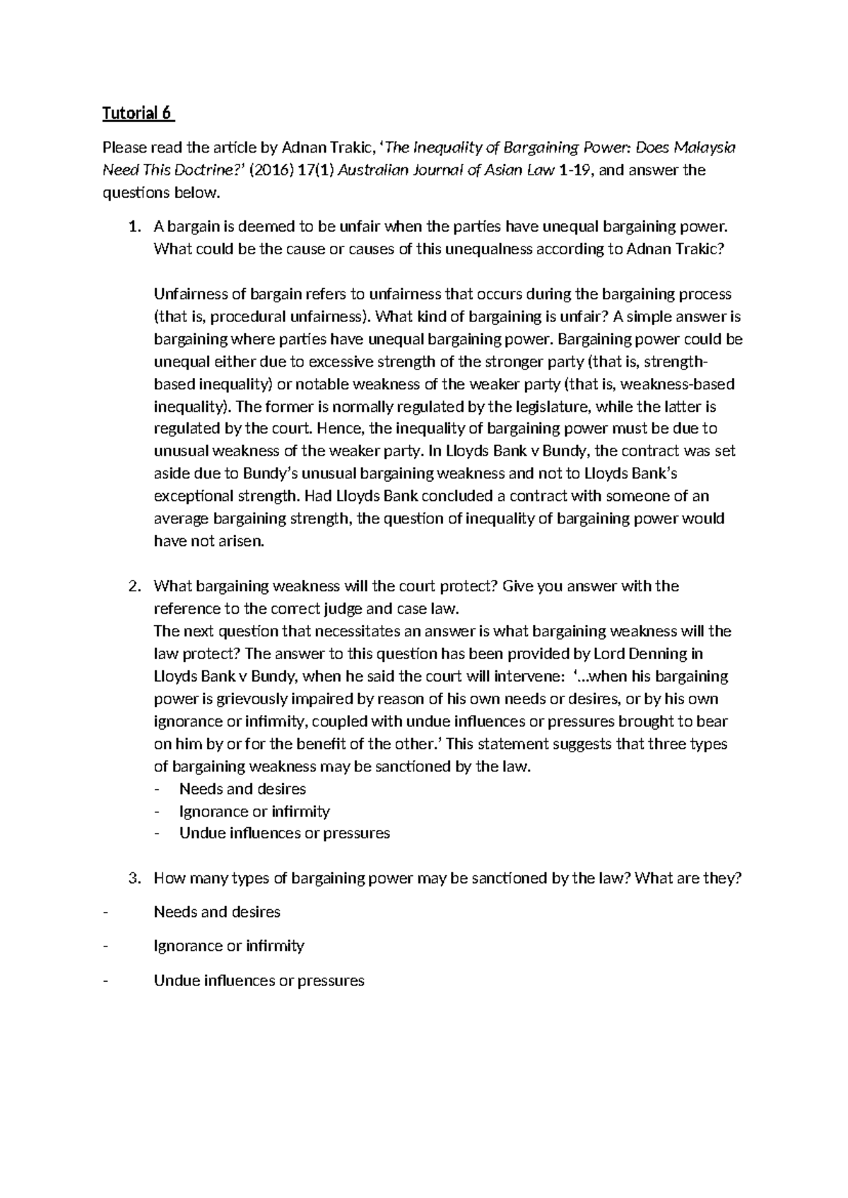 Tutorial 6 - Tutorial 6 Please read the article by Adnan Trakic, ‘The ...